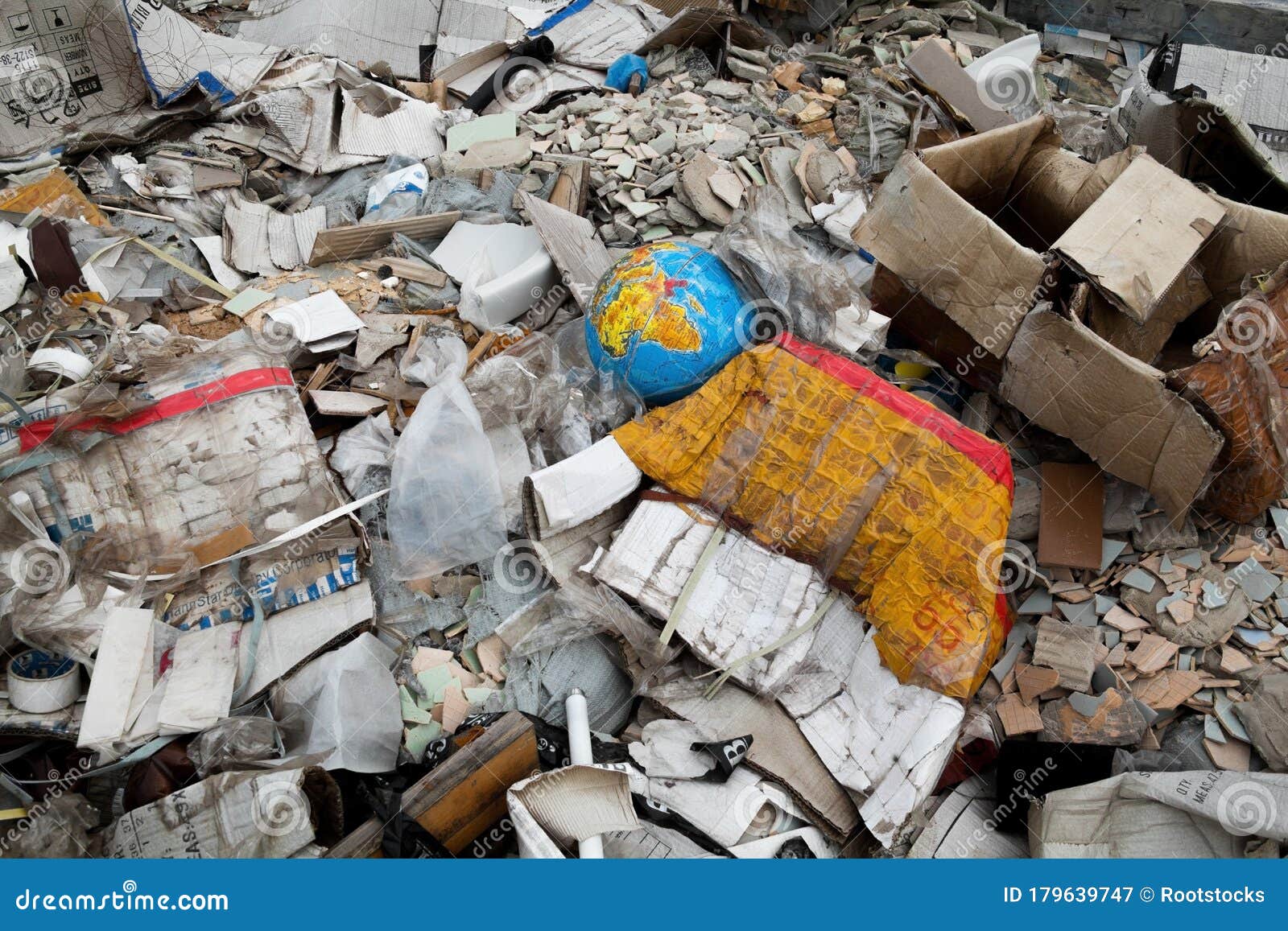 Garbage Dump. Broken Terrestrial Globe in the Garbage Stock Image ...