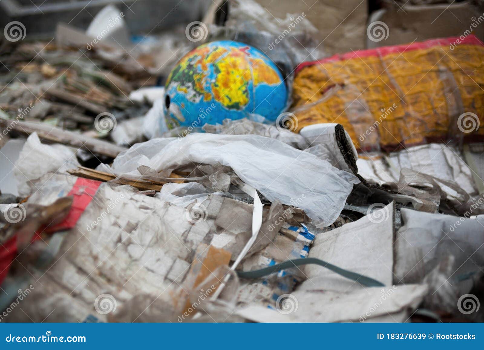 Garbage Dump. Broken Terrestrial Globe in the Garbage Stock Image ...