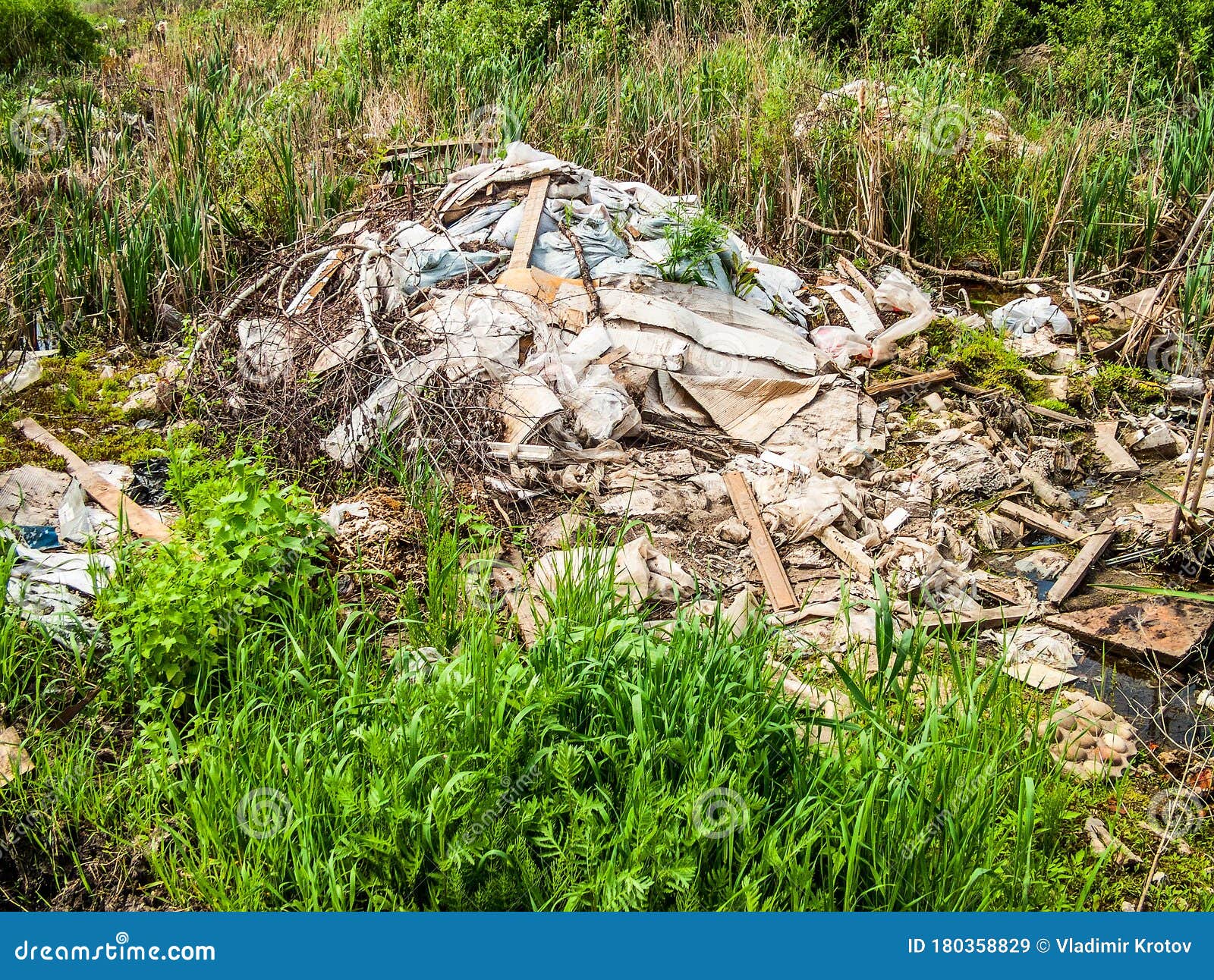Garbage Dump on the Green Grass Stock Image - Image of junk, grass ...