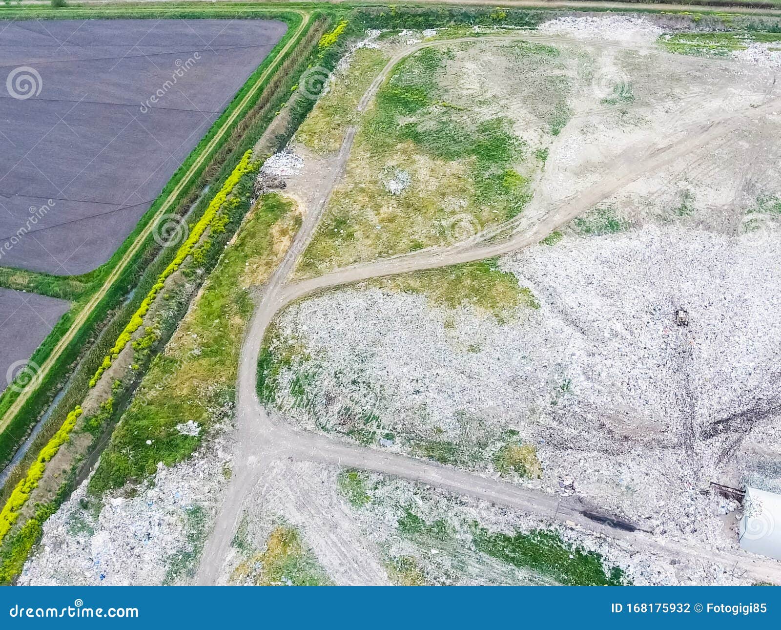 Dump with Heaps of Garbage and Treatment Facilities. Landfill of ...