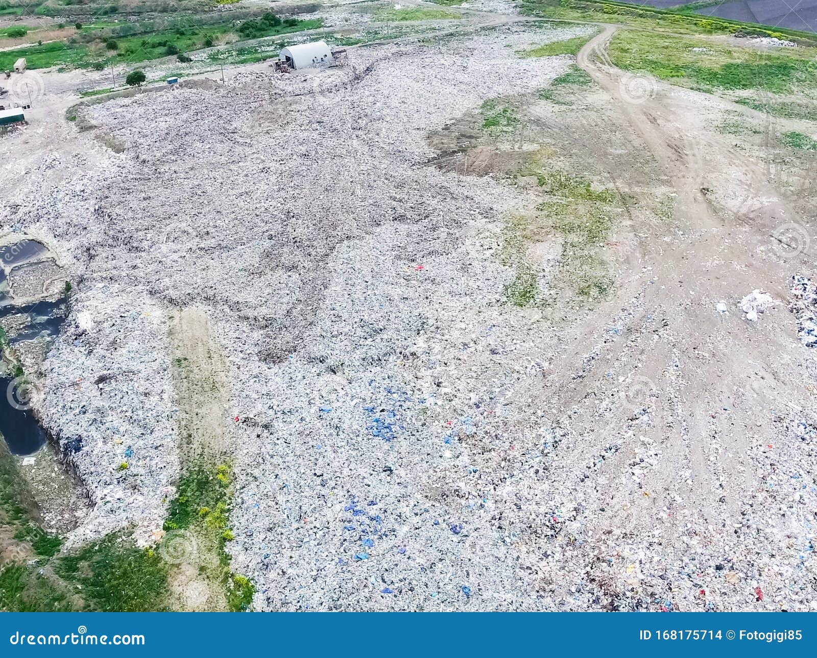 Garbage Dump with of Garbage and Treatment Facilities. Landfill of ...