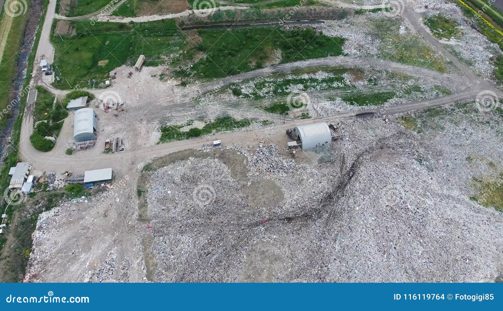 Garbage Dump with Heaps of Garbage and Treatment Facilities. Landfill ...