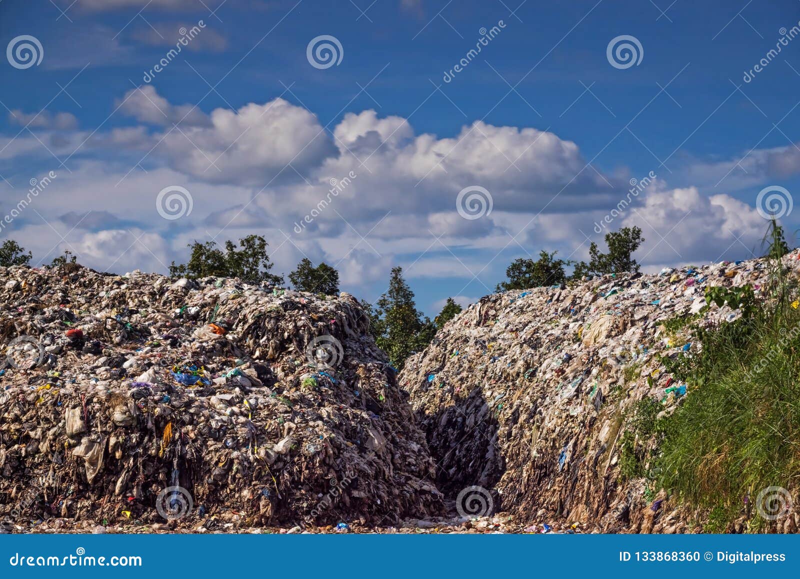 Garbage Dump Hill stock photo. Image of unhygienic, dirty - 133868360
