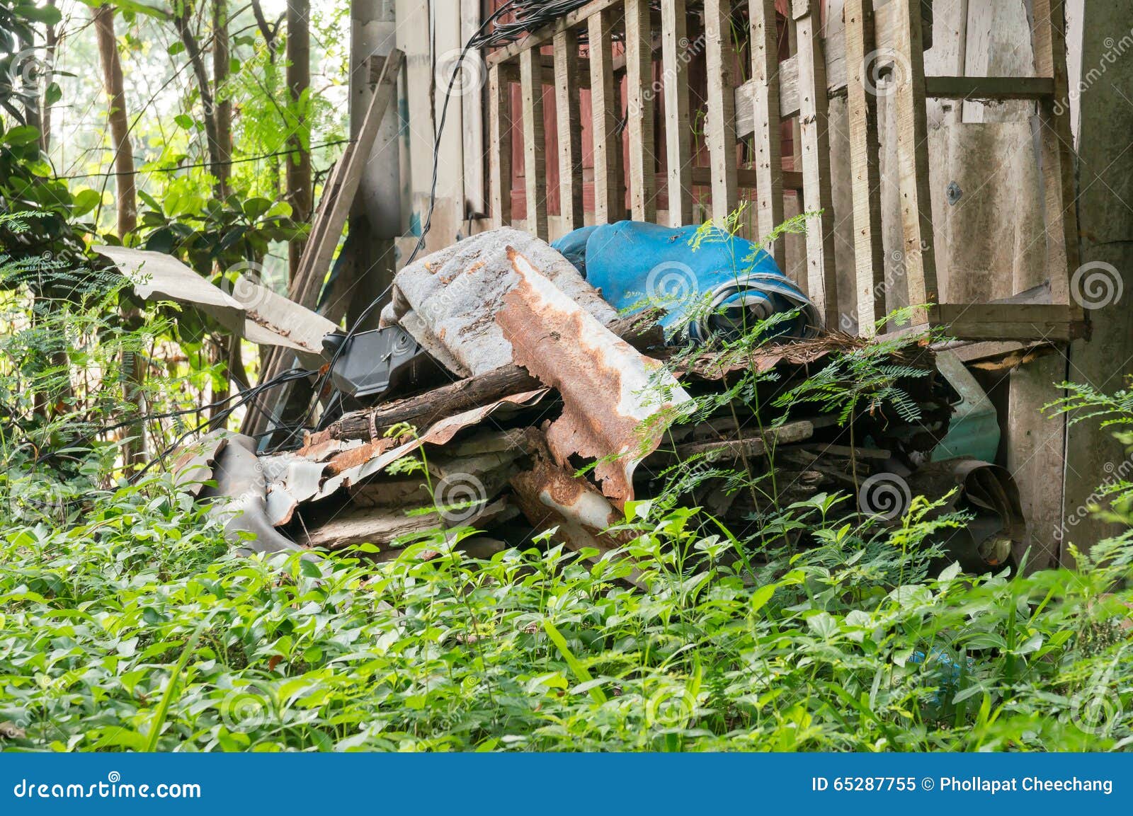 The Garbage Dump of House Wall Wood Stock Image - Image of waste, pile ...