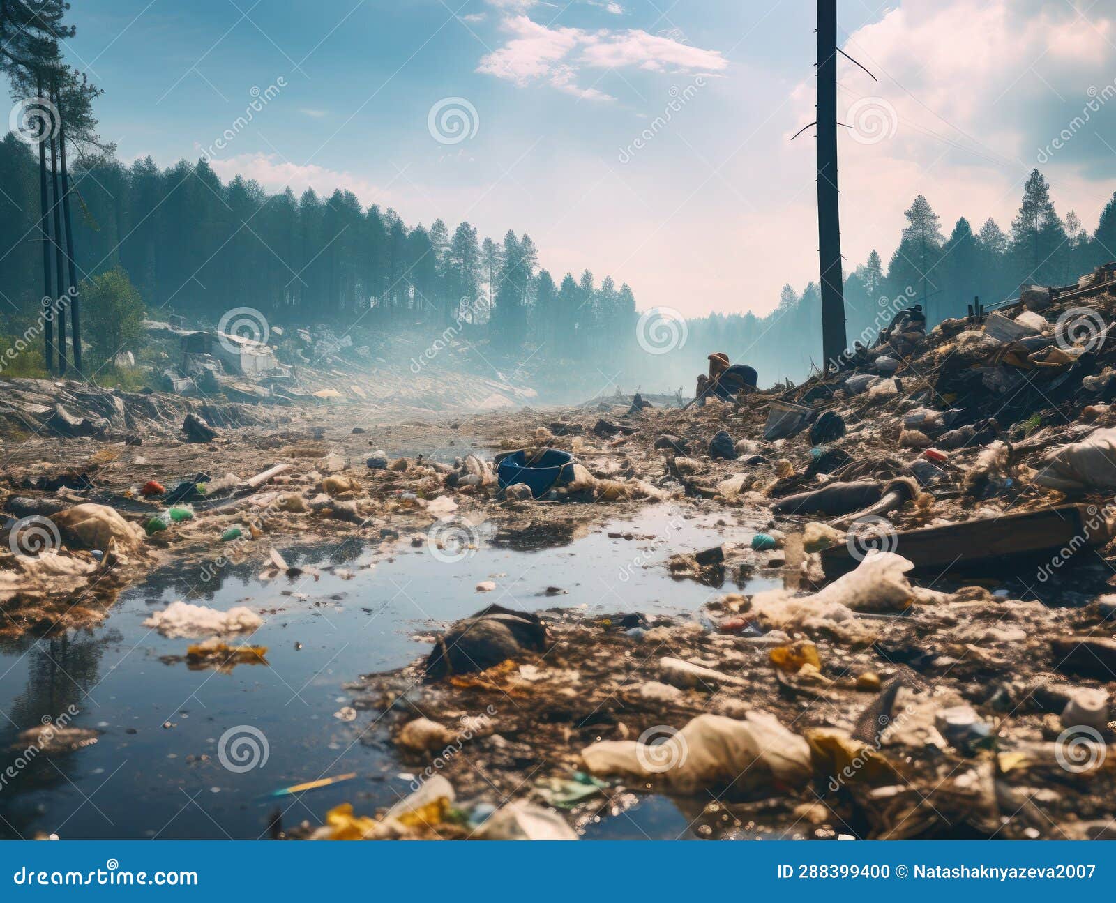 Garbage Dump in the Middle of a Forest and a Stream, Non-degradable ...