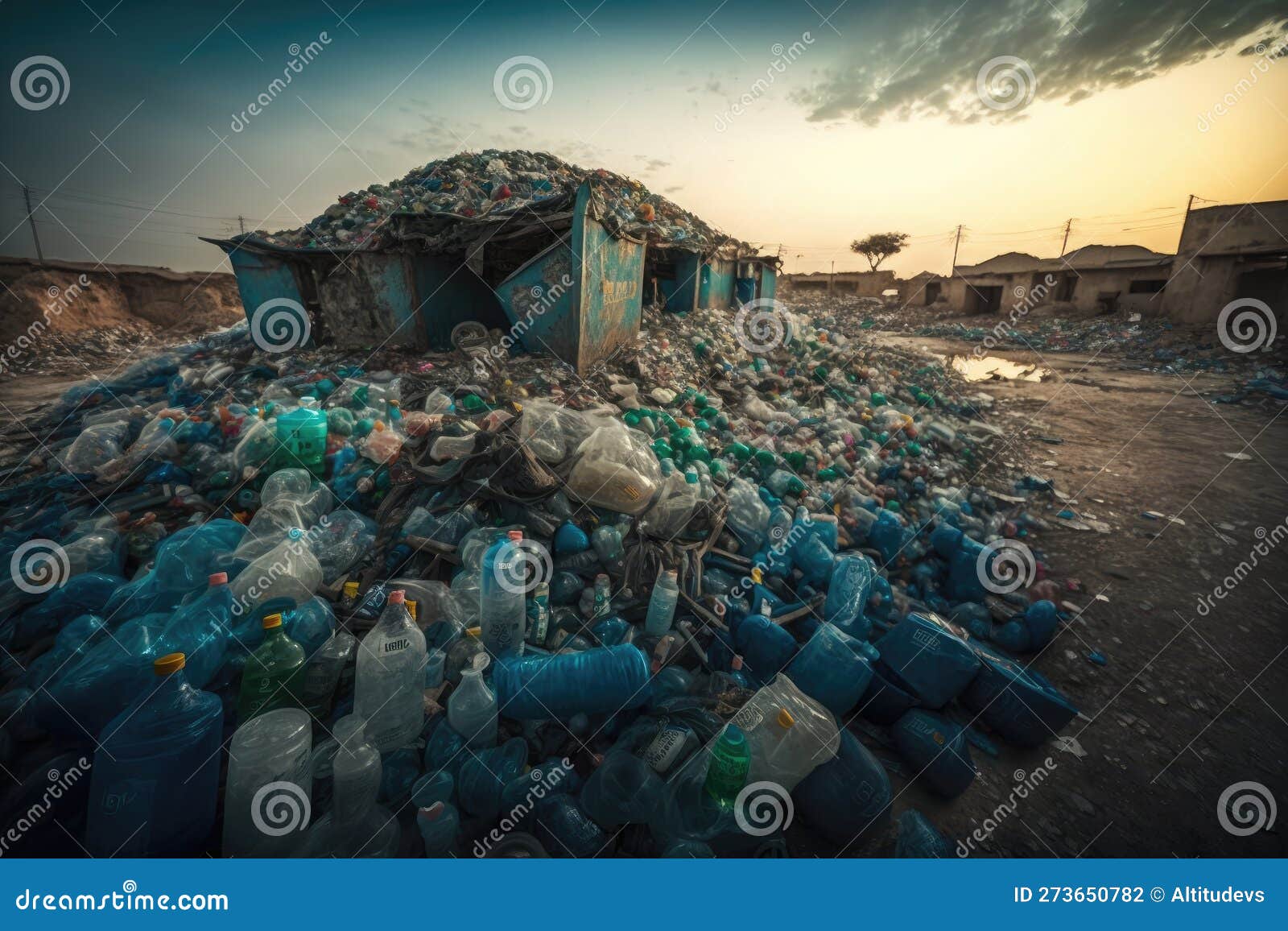 Garbage Dump Overflowing with Plastic Bottles and Other Waste Stock ...