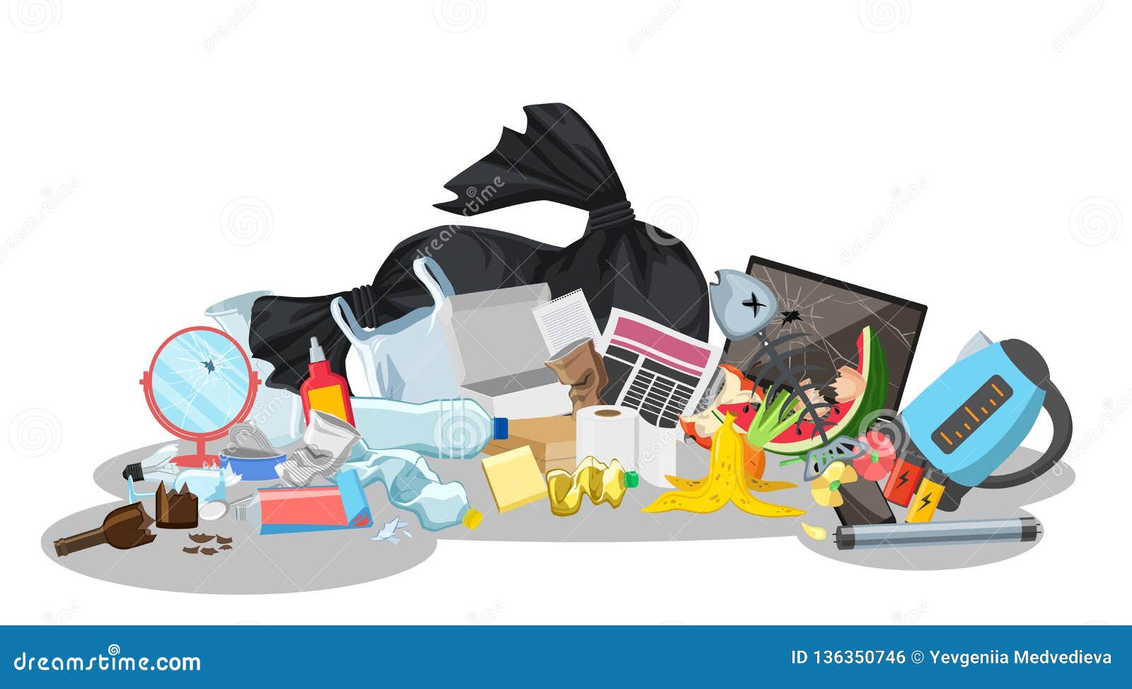 Garbage Dump With Rubbish For Recycling. Different Types Of Waste ...