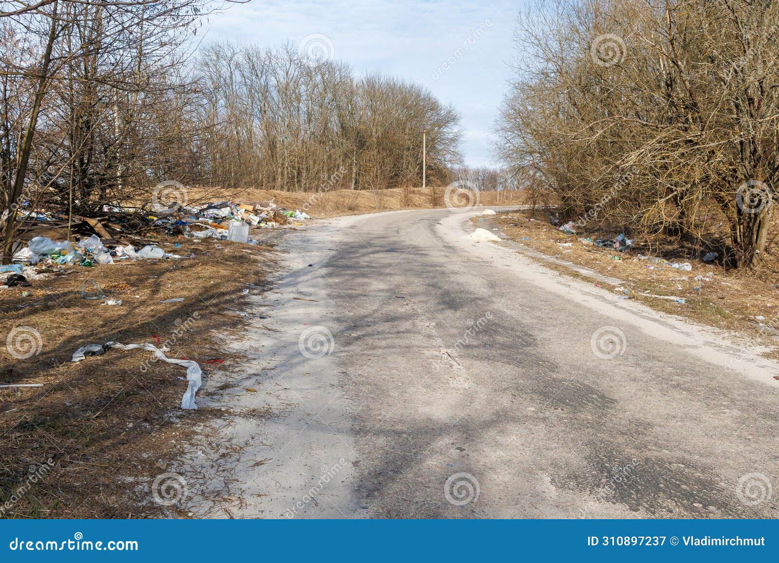 A Garbage Dump on the Side of the Road. a View of Piles of Plastic ...