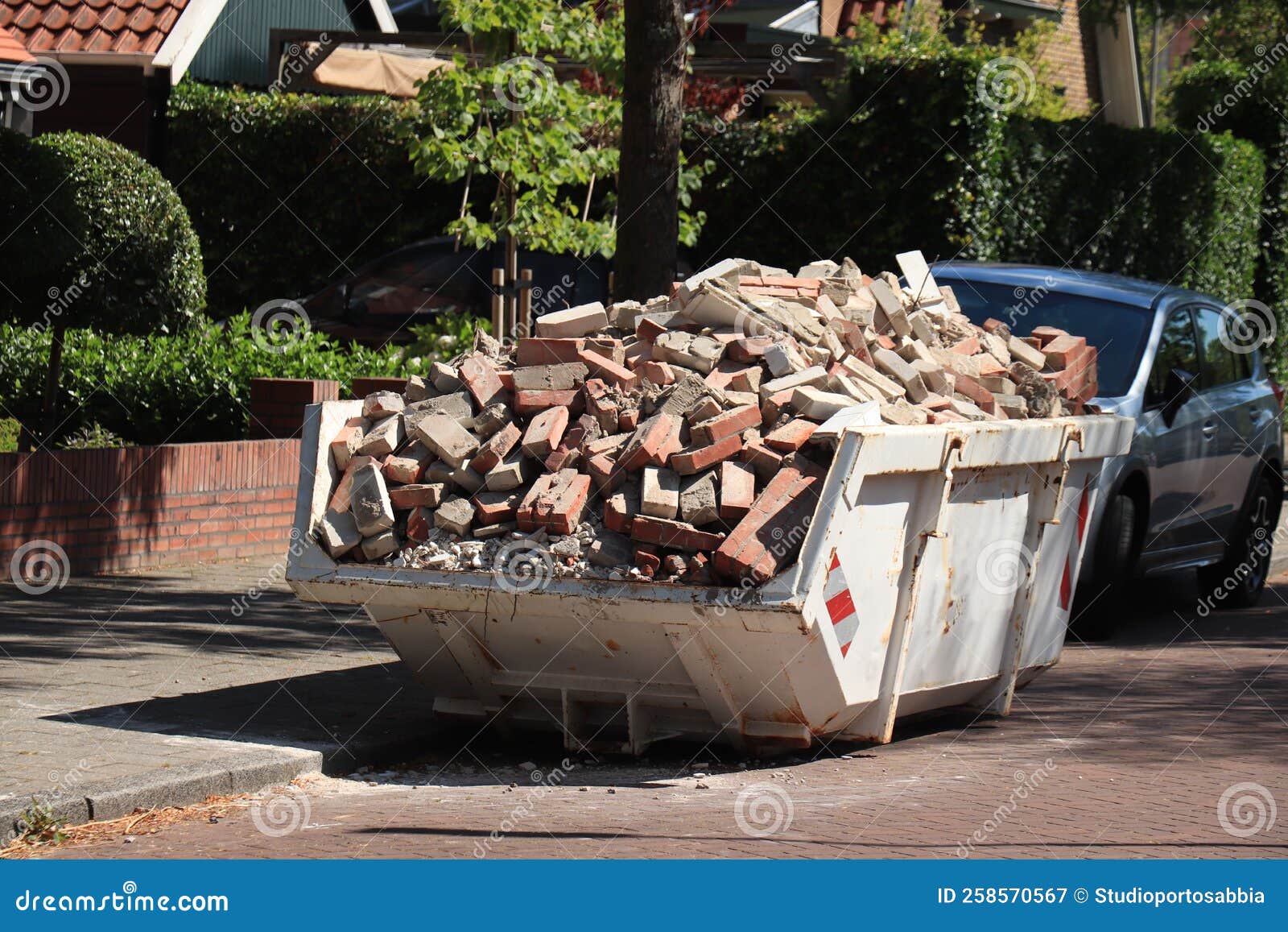 Garbage Dumpster Near a Construction Site Stock Image - Image of ...