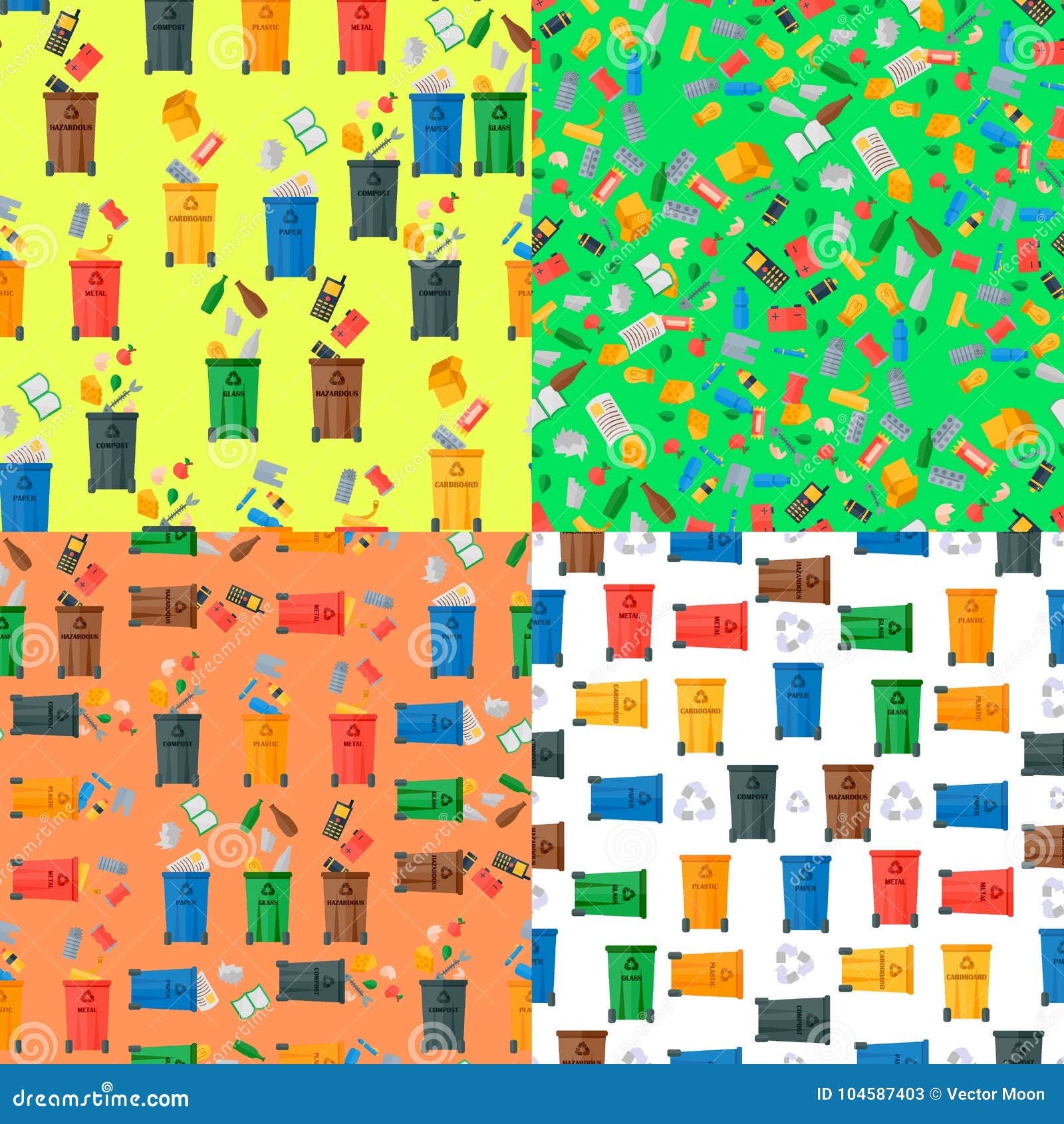 Recycling Garbage Waste Sorting Processing Seamless Pattern Stock ...