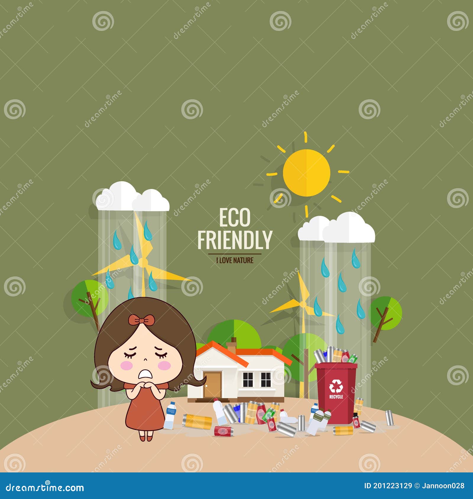 Garbage, Environmental Pollution Concept. Vector Illustration Stock ...