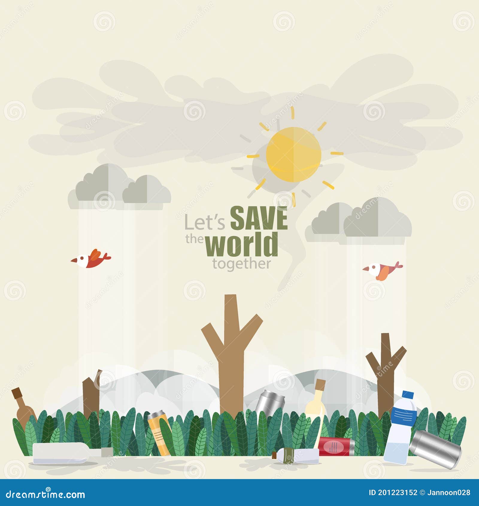 Garbage, Environmental Pollution Concept. Vector Illustration Stock ...