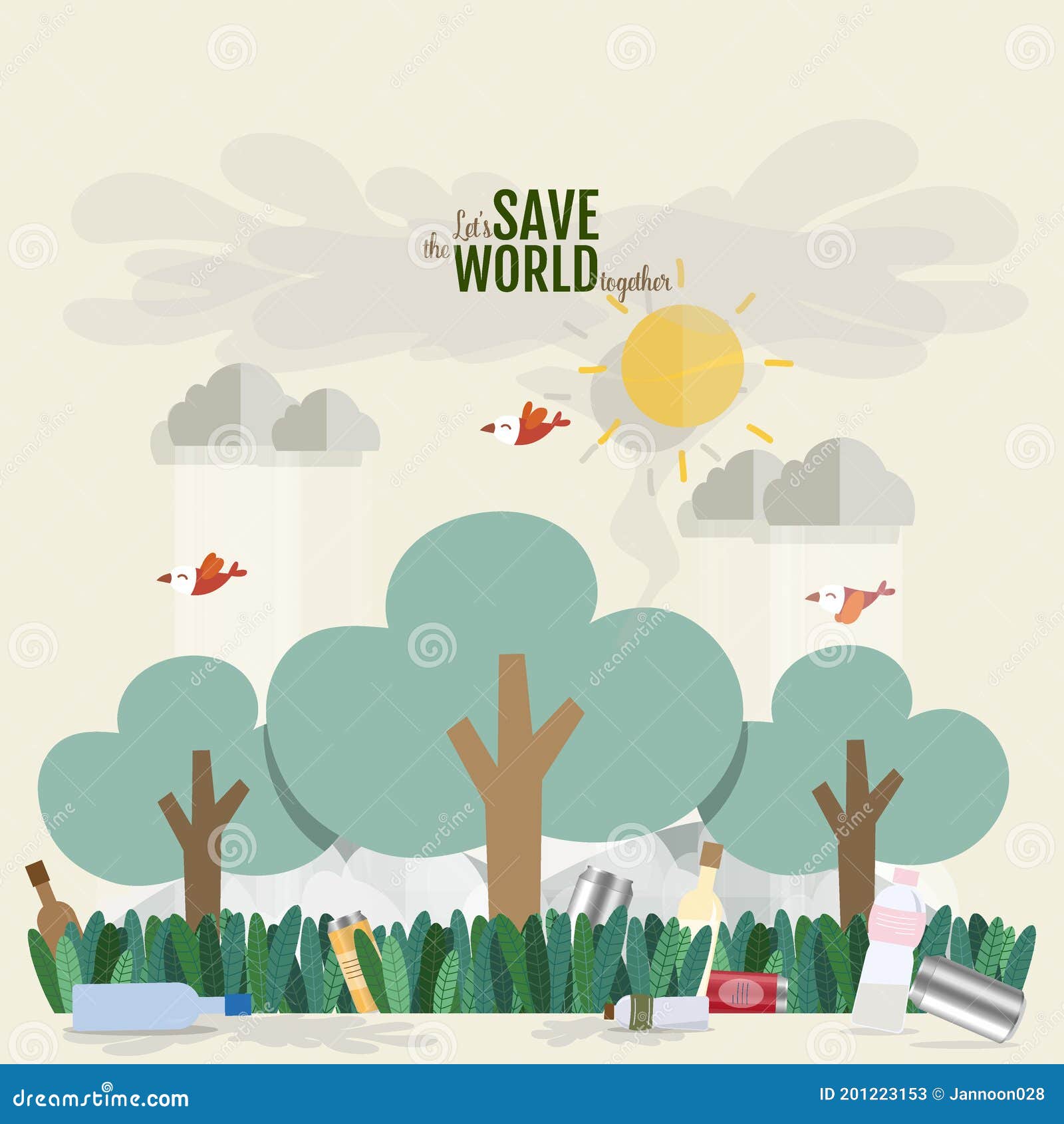 Garbage, Environmental Pollution Concept. Vector Illustration Stock ...