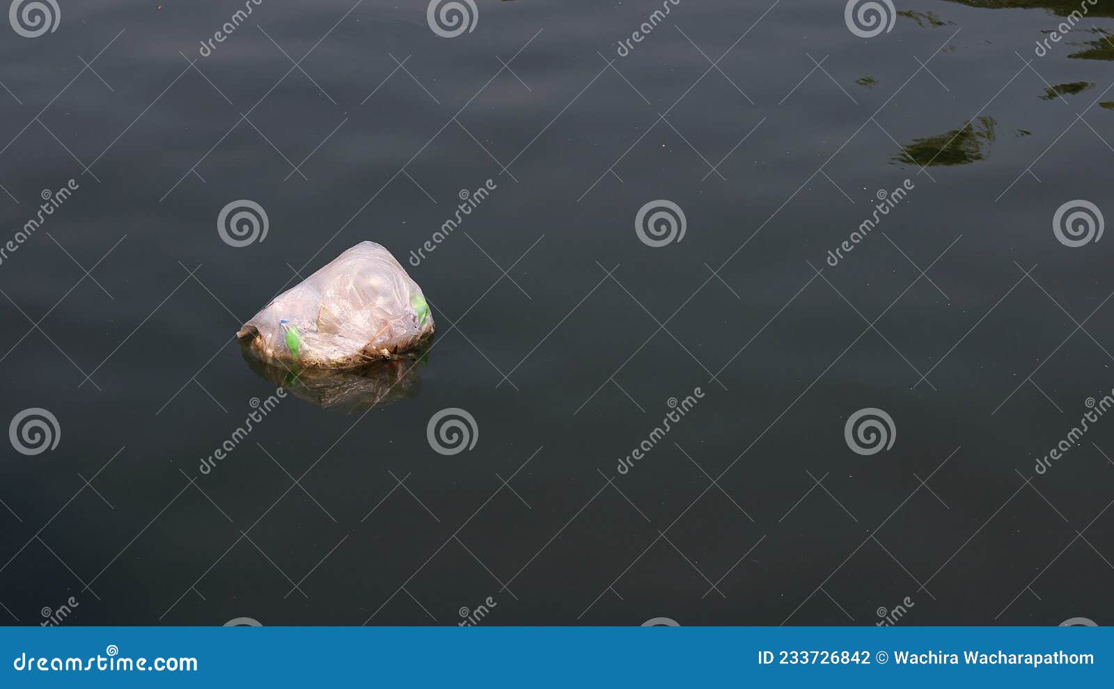 Floating Bag. Problem Of Plastic Pollution Under The Sea Concept. Stock ...