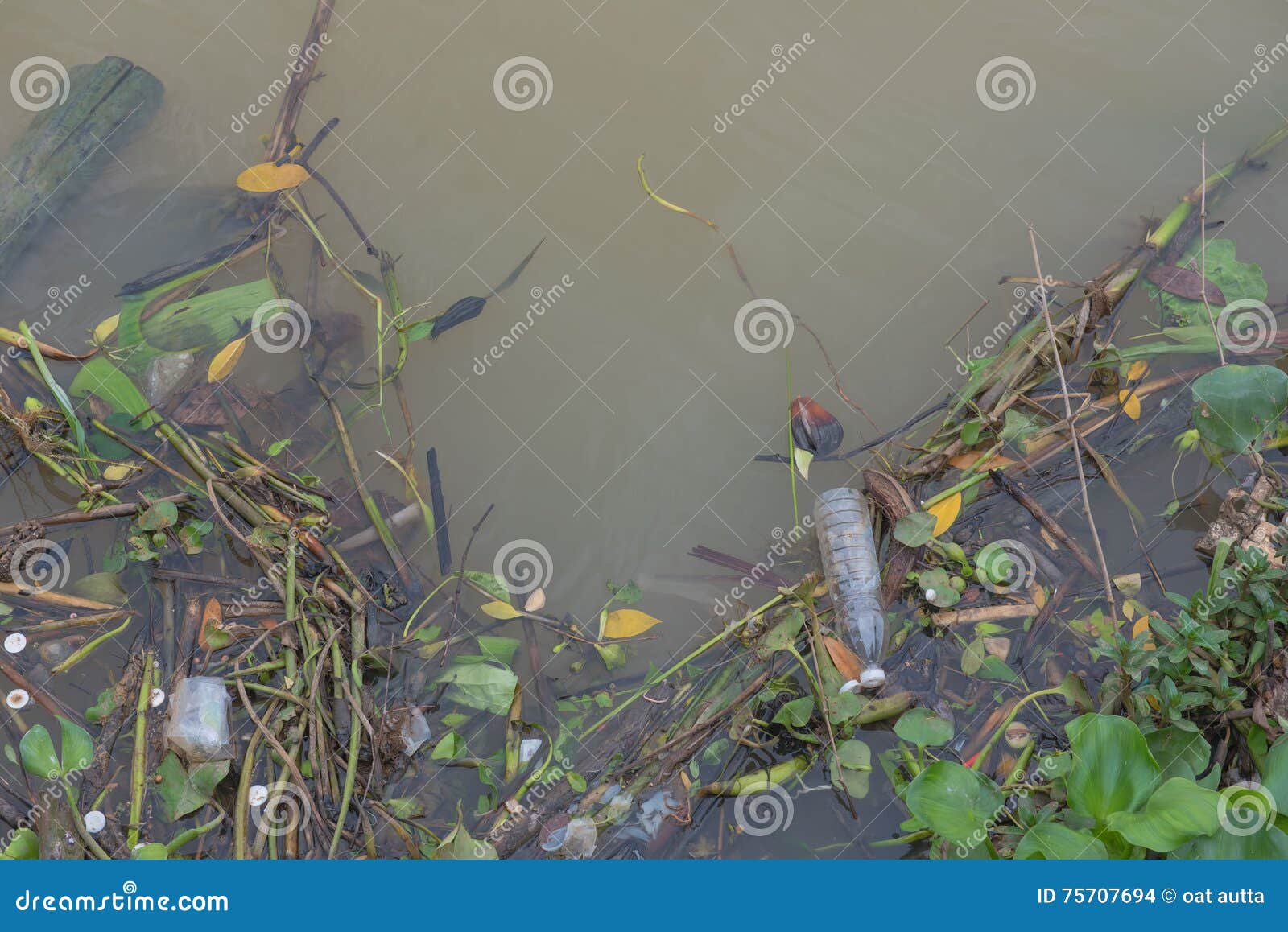 Garbage Floating in River, Water Pollution. Ecological Problem ...