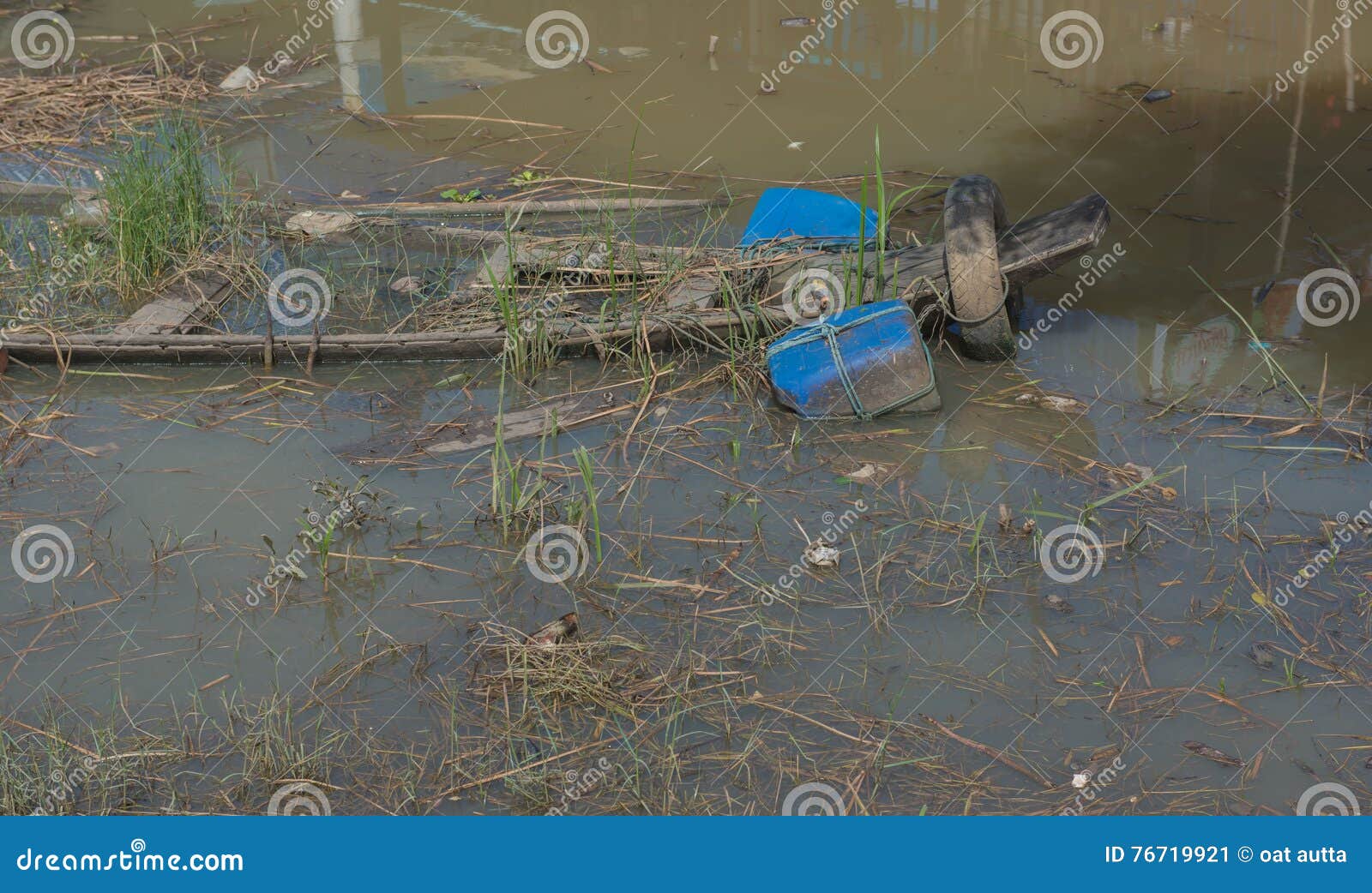 Garbage Floating in River, Water Pollution. Ecological Problem ...