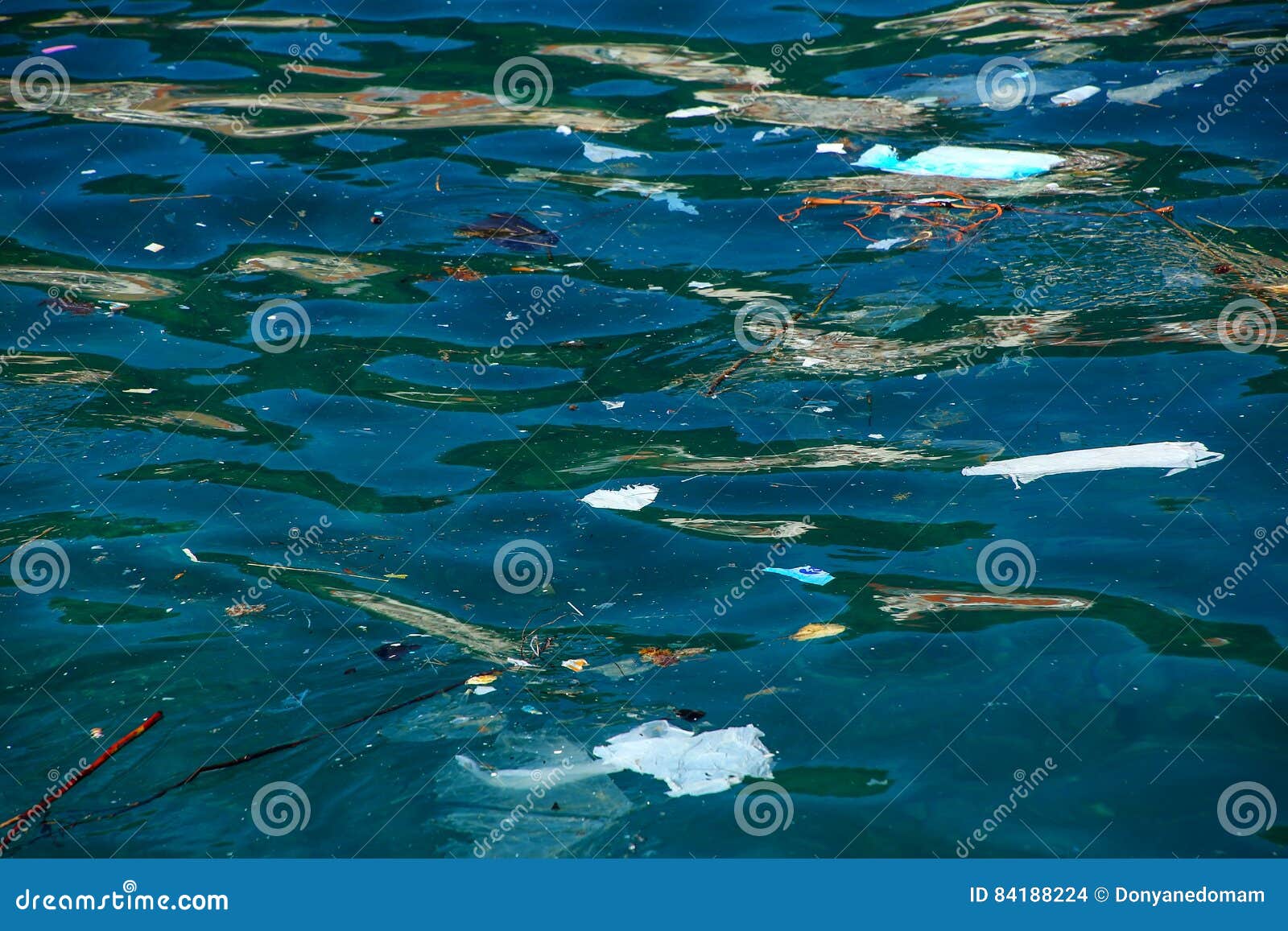 Garbage Floating On The River For The Concept Of Water Pollution Stock ...