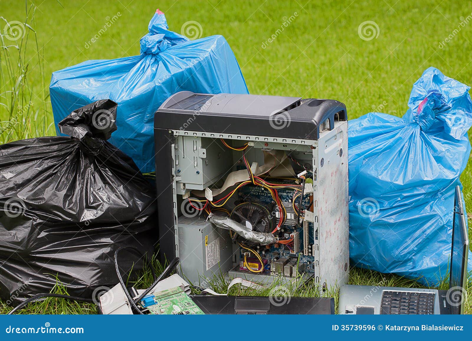 Garbage in a Forest, Closeup Stock Photo - Image of pollution, keyboard ...