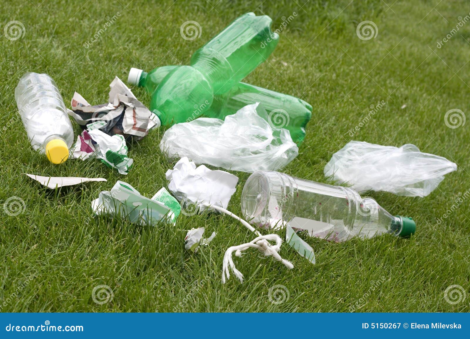Garbage in grass stock image. Image of green, object, trash - 5150267