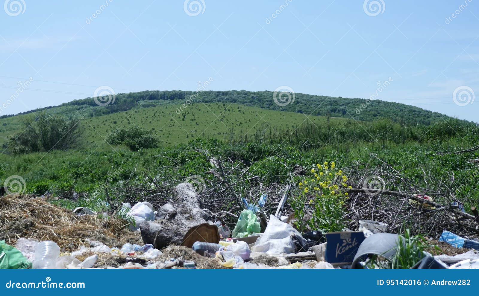 Garbage on the green hills editorial photo. Image of contaminated ...
