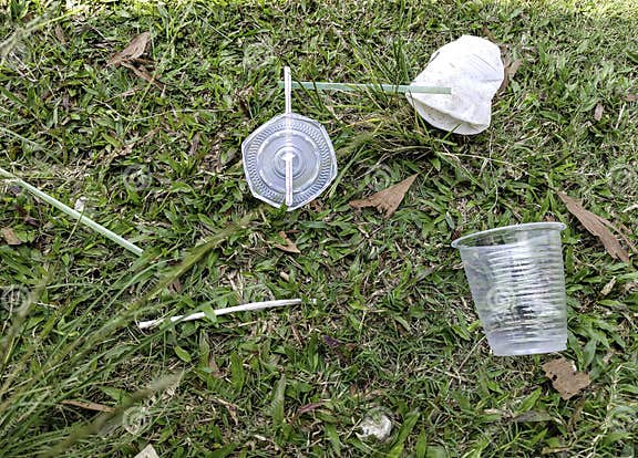 Garbage on the Ground. Plastic Cup Trash Stock Photo - Image of garbage ...