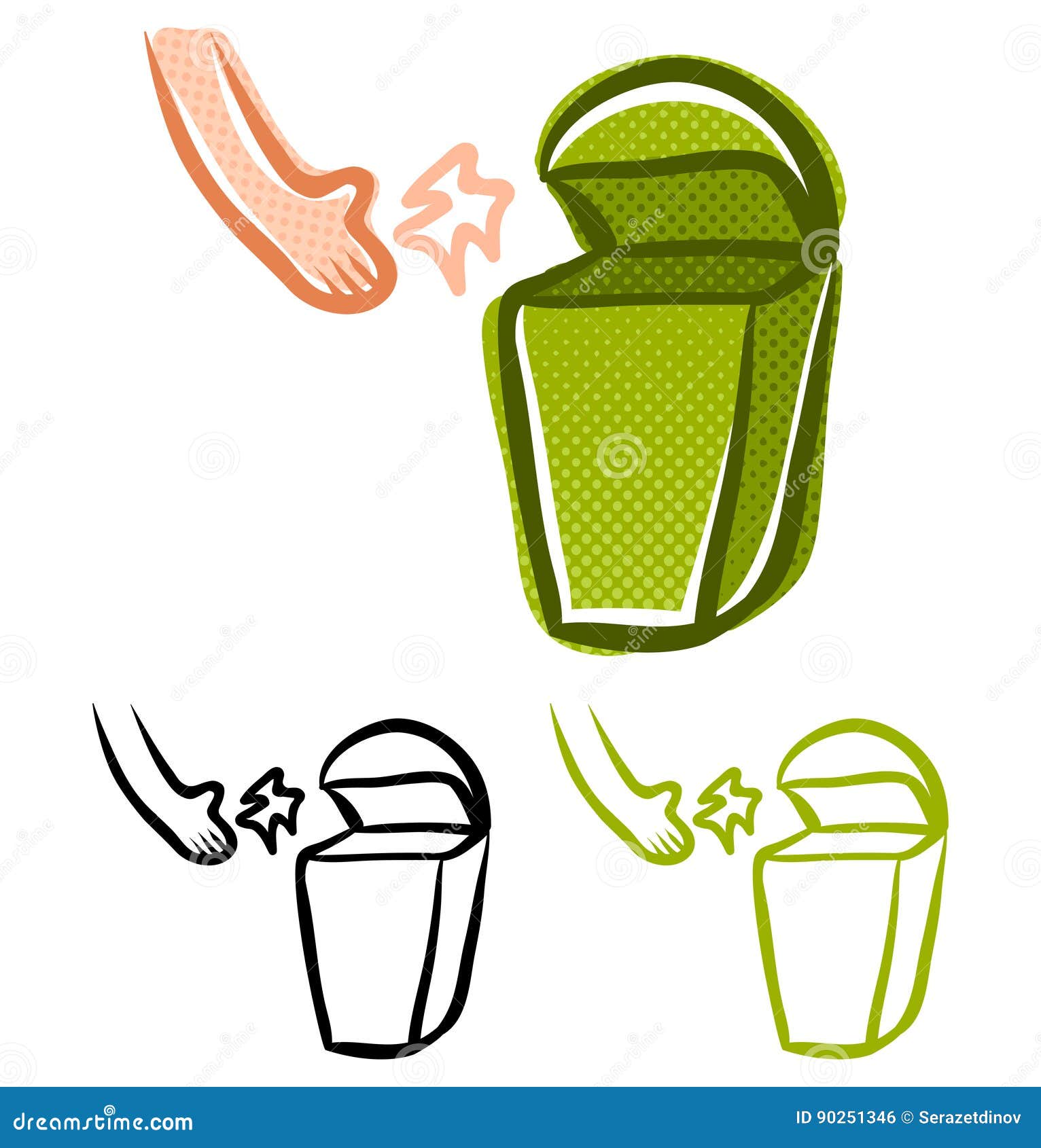 Garbage And Hand Line Icon. Hand And Trash Vector Illustration Isolated ...