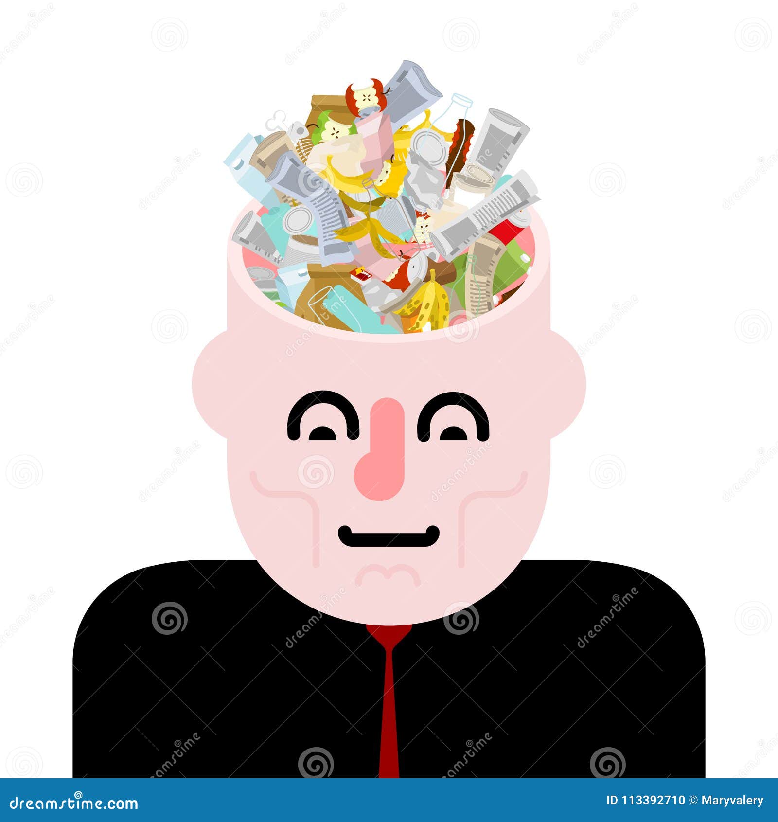 Garbage in Head. Rubbish in Brain Stock Vector - Illustration of dump ...