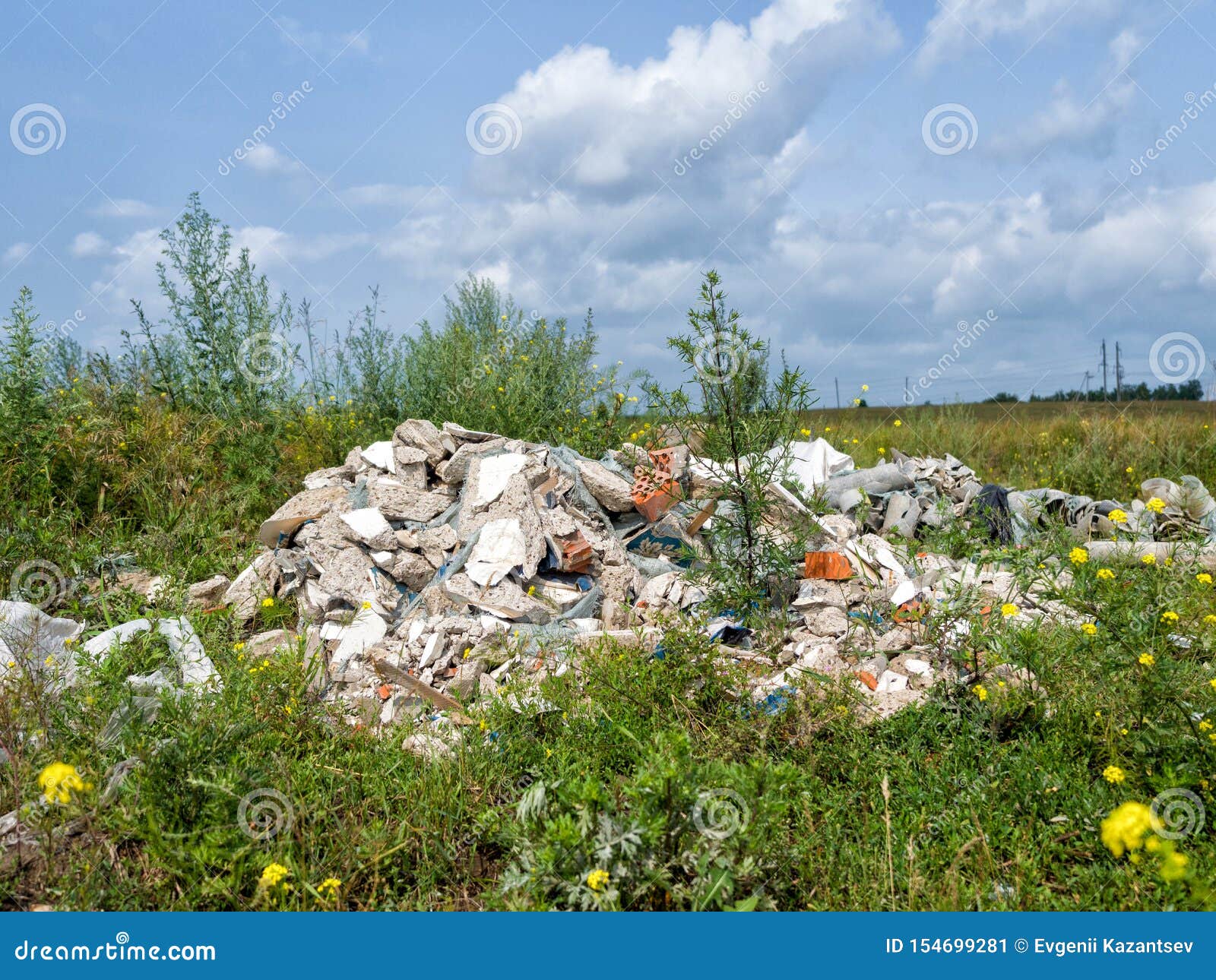Garbage Heap Dumped on the Green Field Stock Image - Image of wild ...