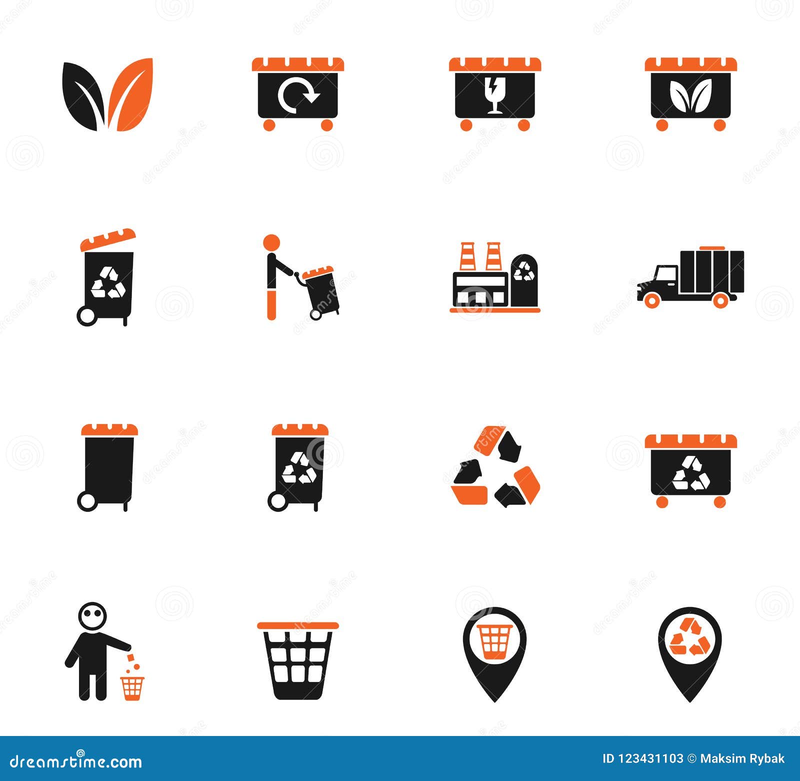 Garbage icon set stock illustration. Illustration of leaves - 123431103