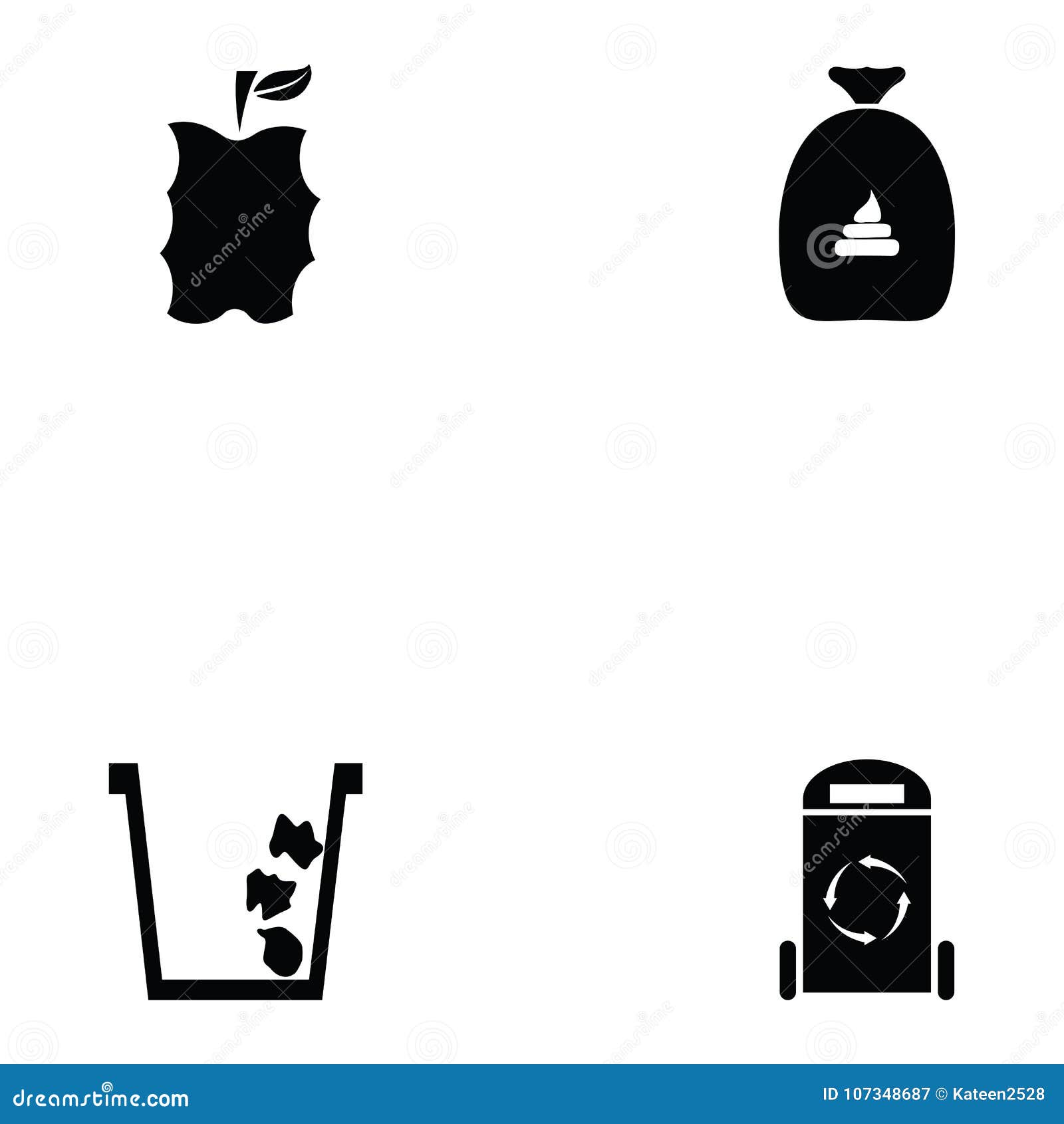 Garbage icon set stock vector. Illustration of isolated - 107348687