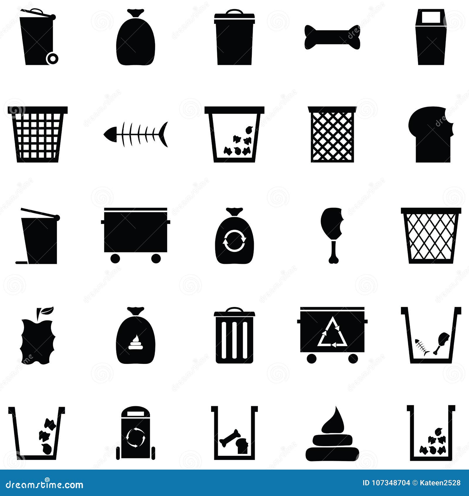 Garbage icon set stock vector. Illustration of vector - 107348704