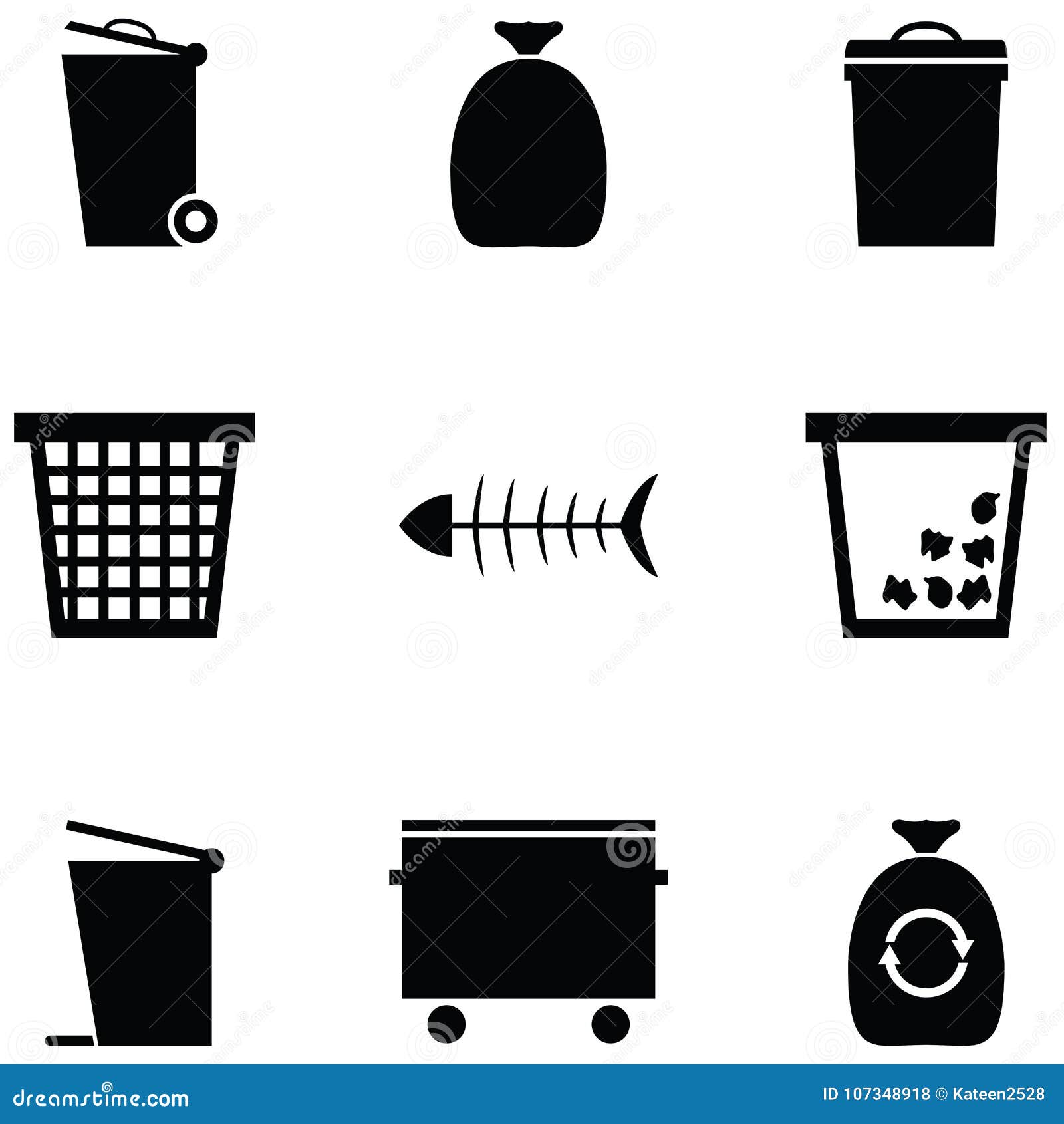 Garbage icon set stock vector. Illustration of thin - 107348918