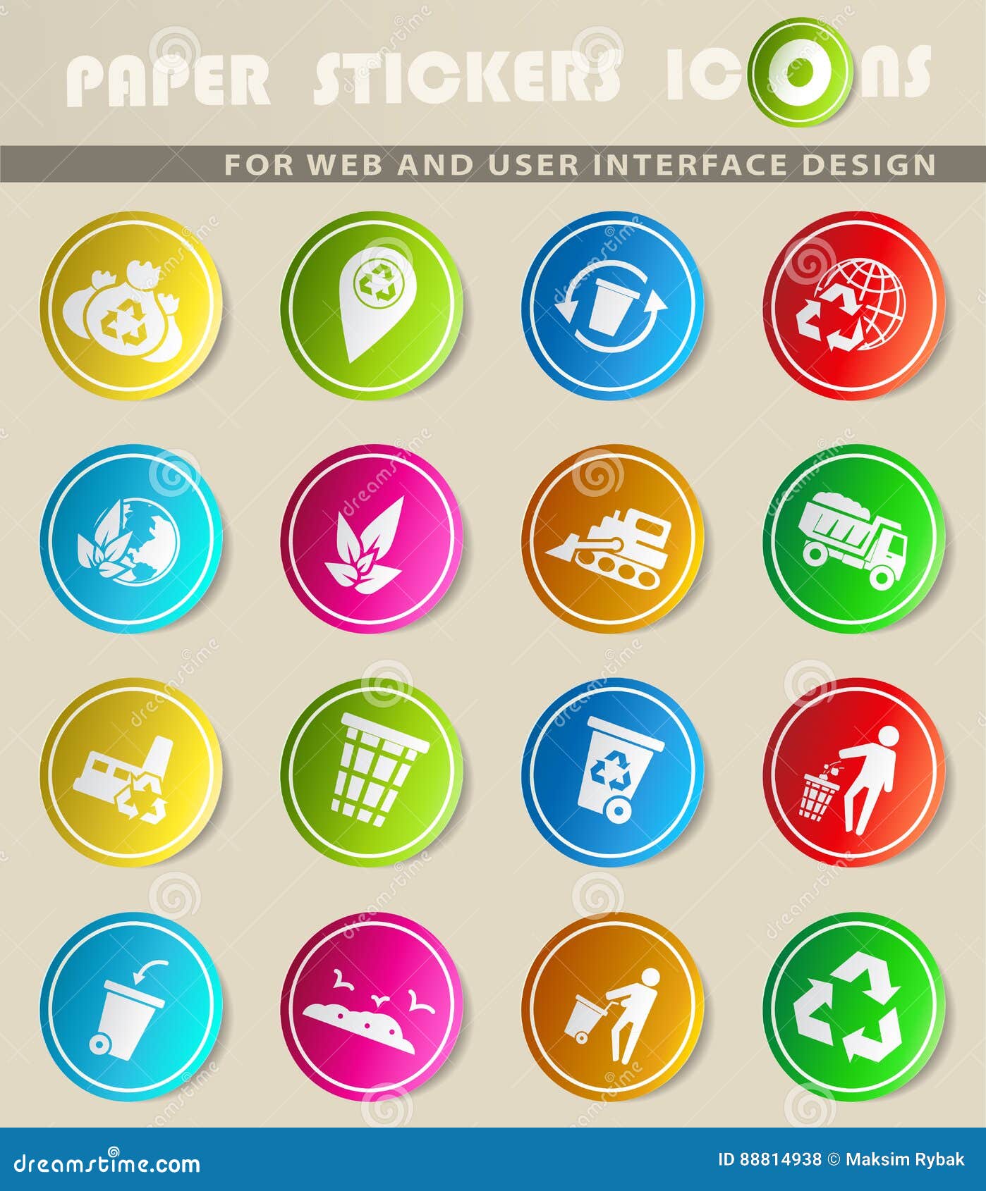 Garbage icon set stock illustration. Illustration of paper - 88814938