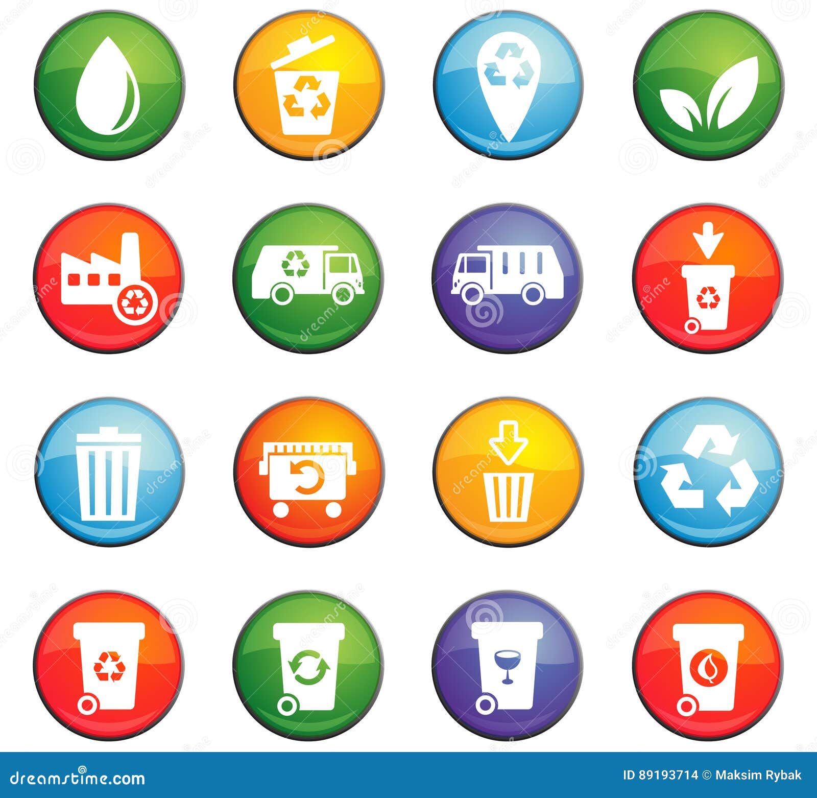 Garbage icon set stock illustration. Illustration of trash - 89193714
