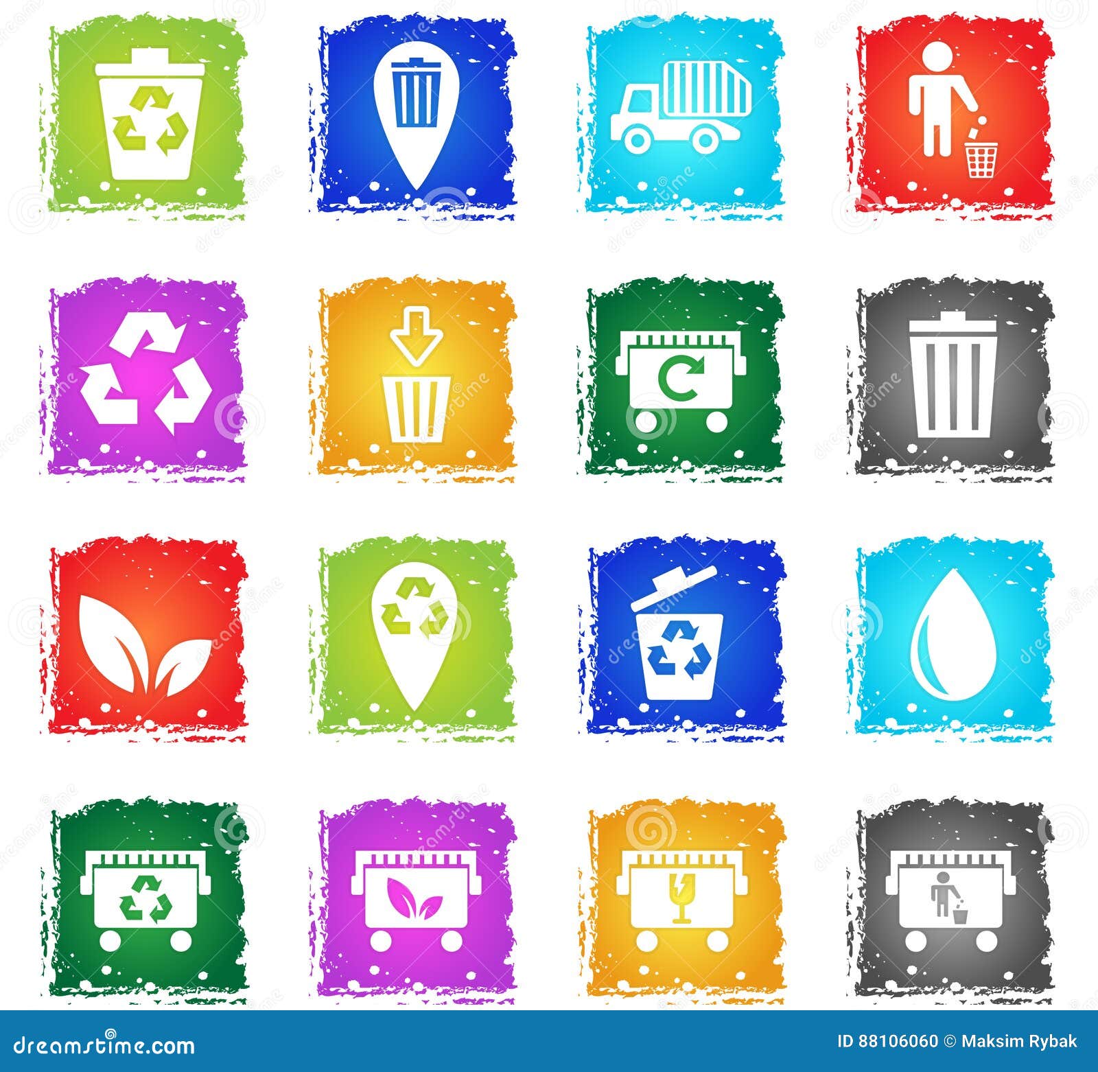 Garbage icon set stock vector. Illustration of ground - 88106060
