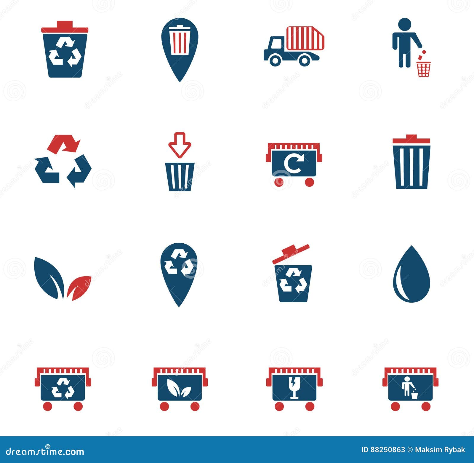 Garbage icon set stock vector. Illustration of icons - 88250863