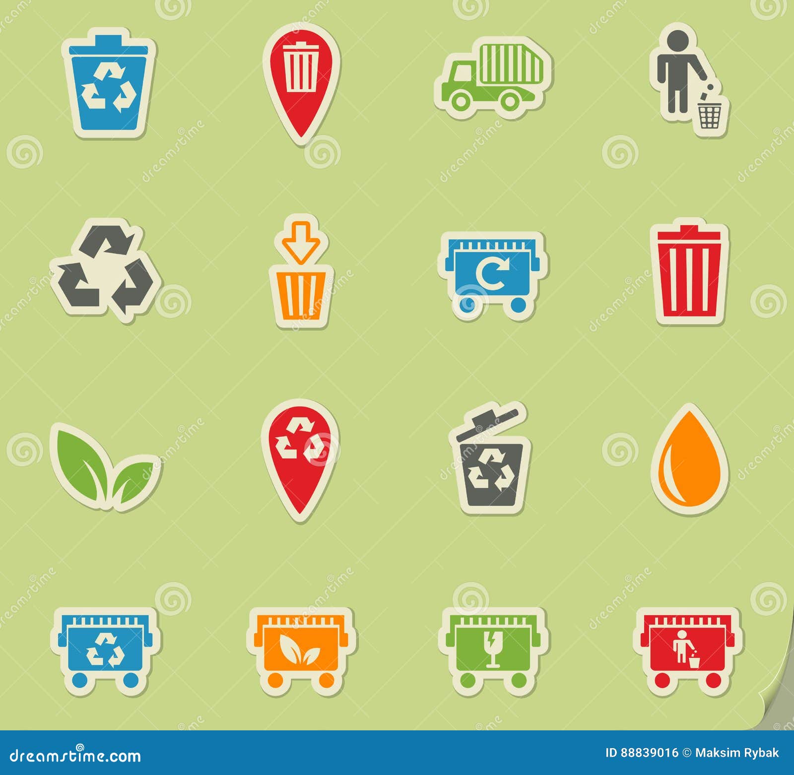 Garbage icon set stock illustration. Illustration of glob - 88839016
