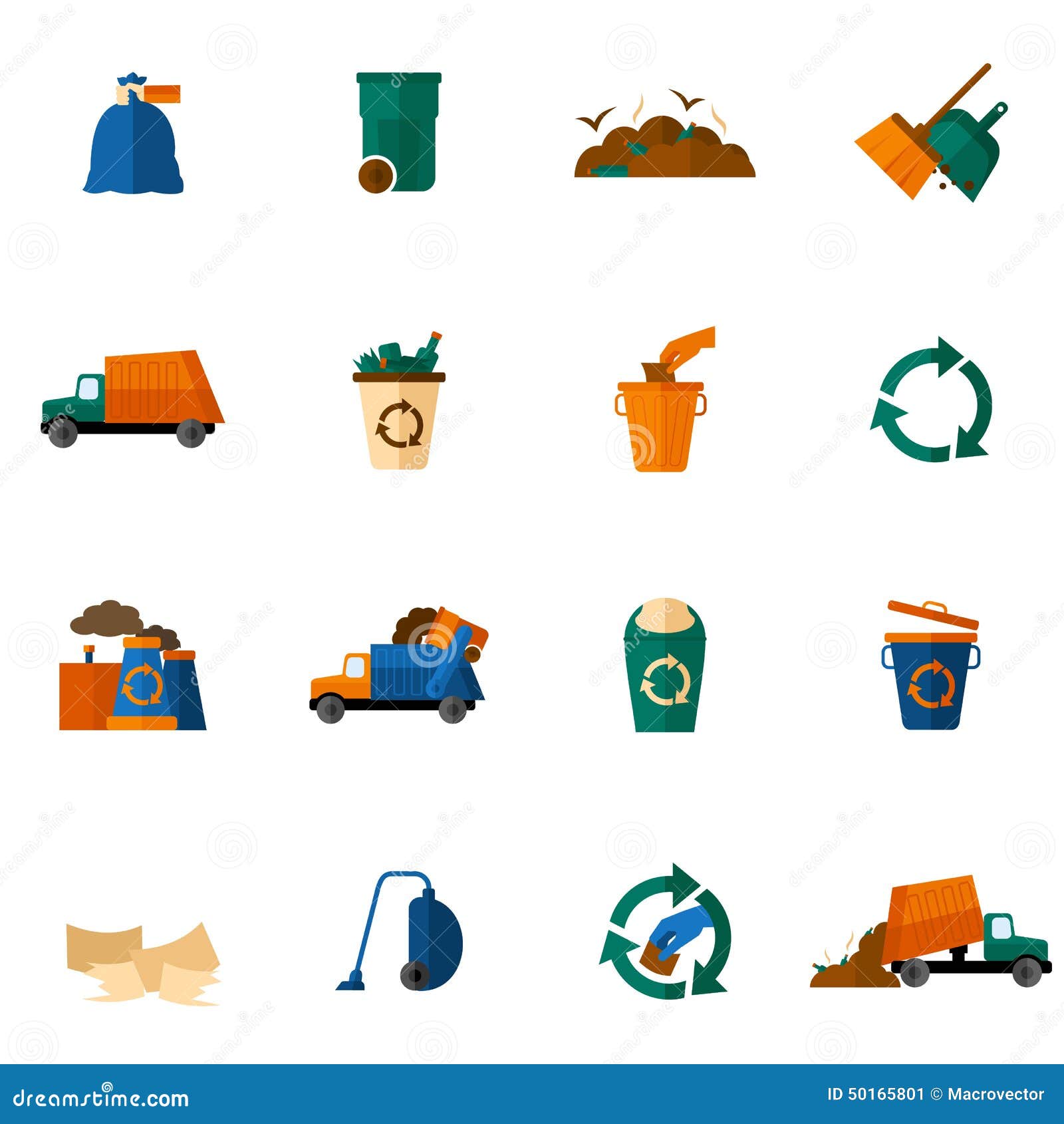 Garbage Icons Set On White Background. Vector | CartoonDealer.com #90817379
