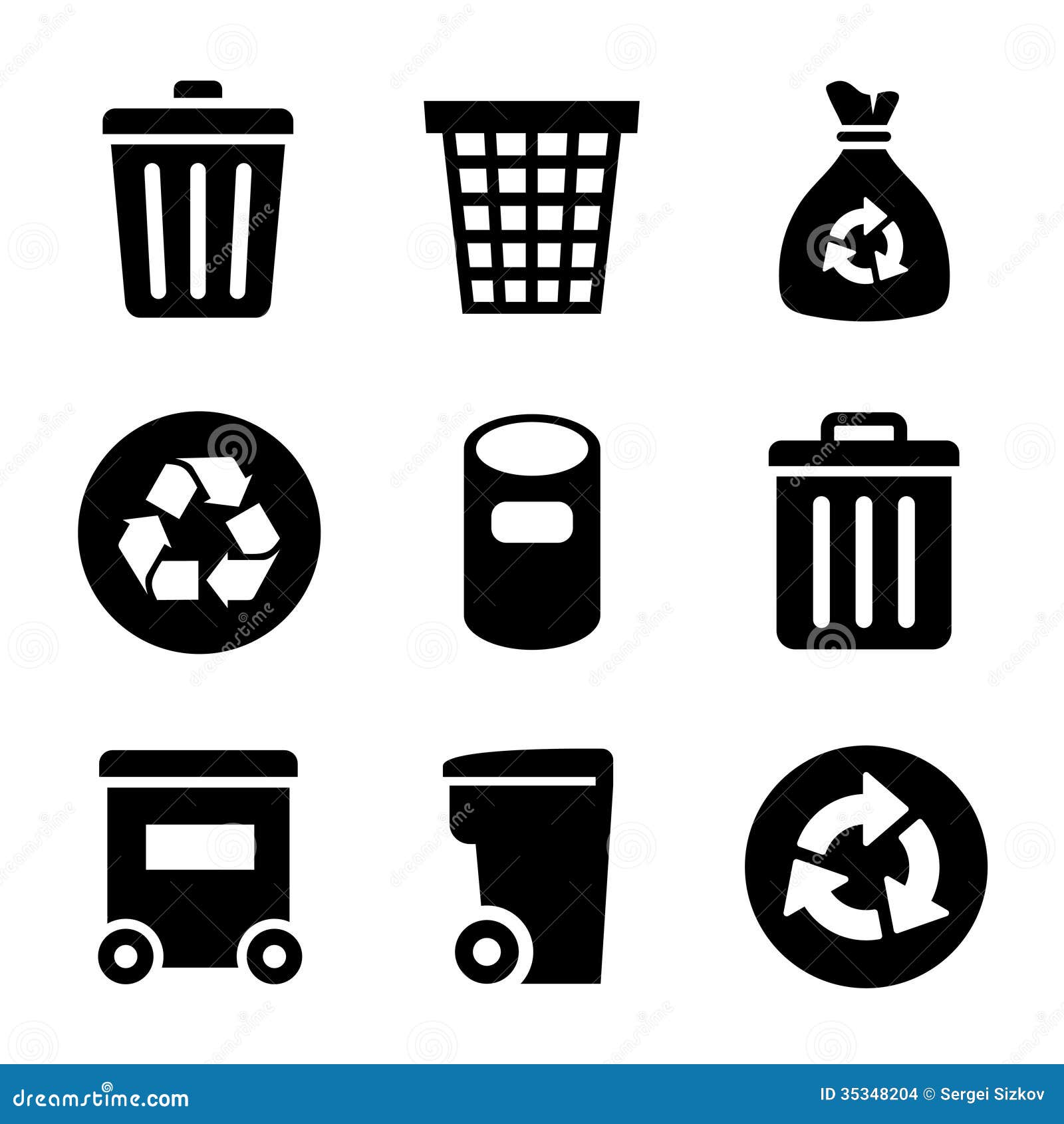 Garbage Icons set stock vector. Illustration of icons - 35348204
