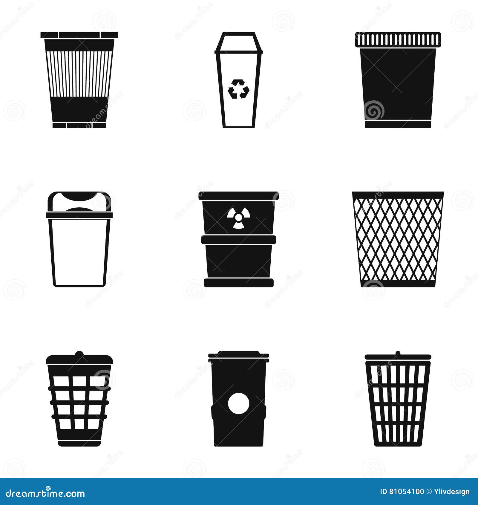 Garbage Icons Set, Simple Style Stock Vector - Illustration of isolated ...