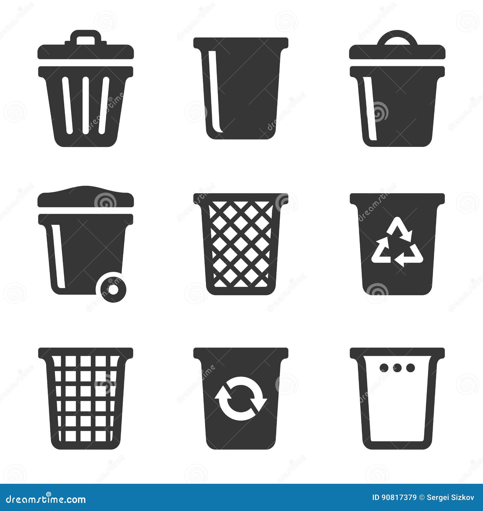 Garbage Icons Set on White Background. Vector Stock Vector ...