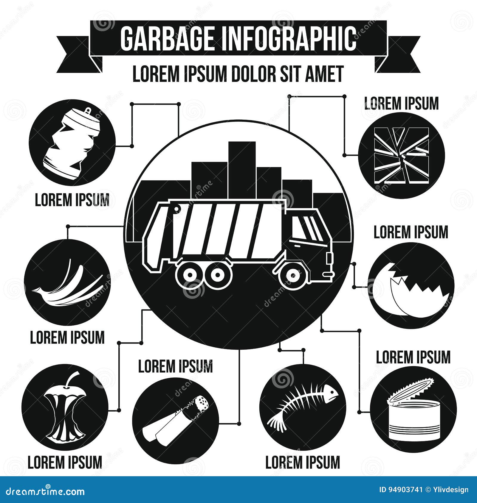 Garbage Infographic Concept, Simple Style Stock Vector - Illustration ...
