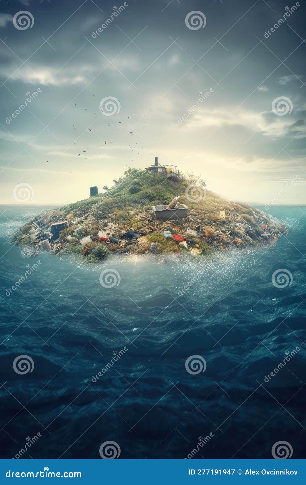 Garbage Island: a Conceptual Image of Pollution in the Ocean. Stock ...
