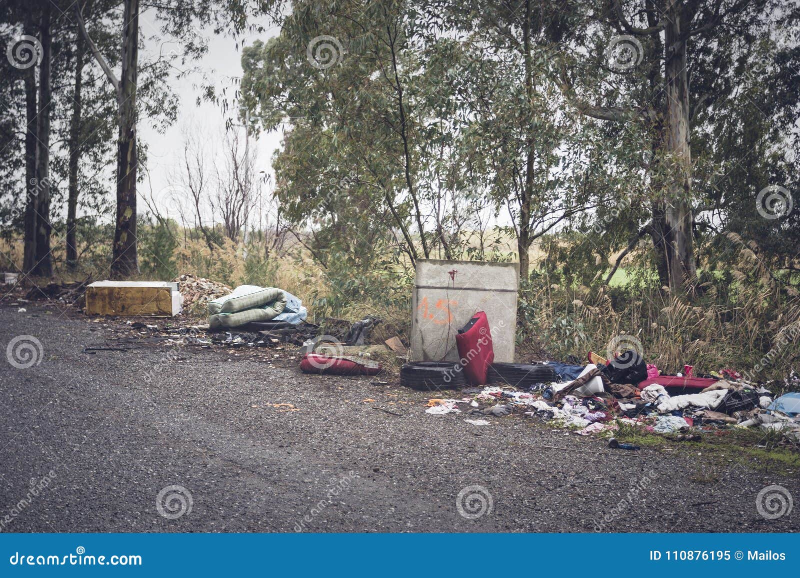 Garbage Left at the Side of the Road Stock Image - Image of litter ...