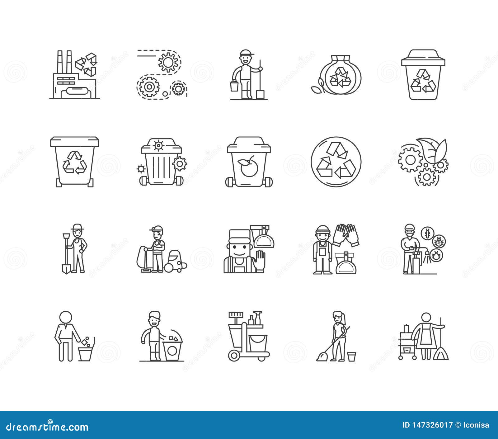 Garbage Line Icons, Signs, Vector Set, Outline Illustration Concept ...