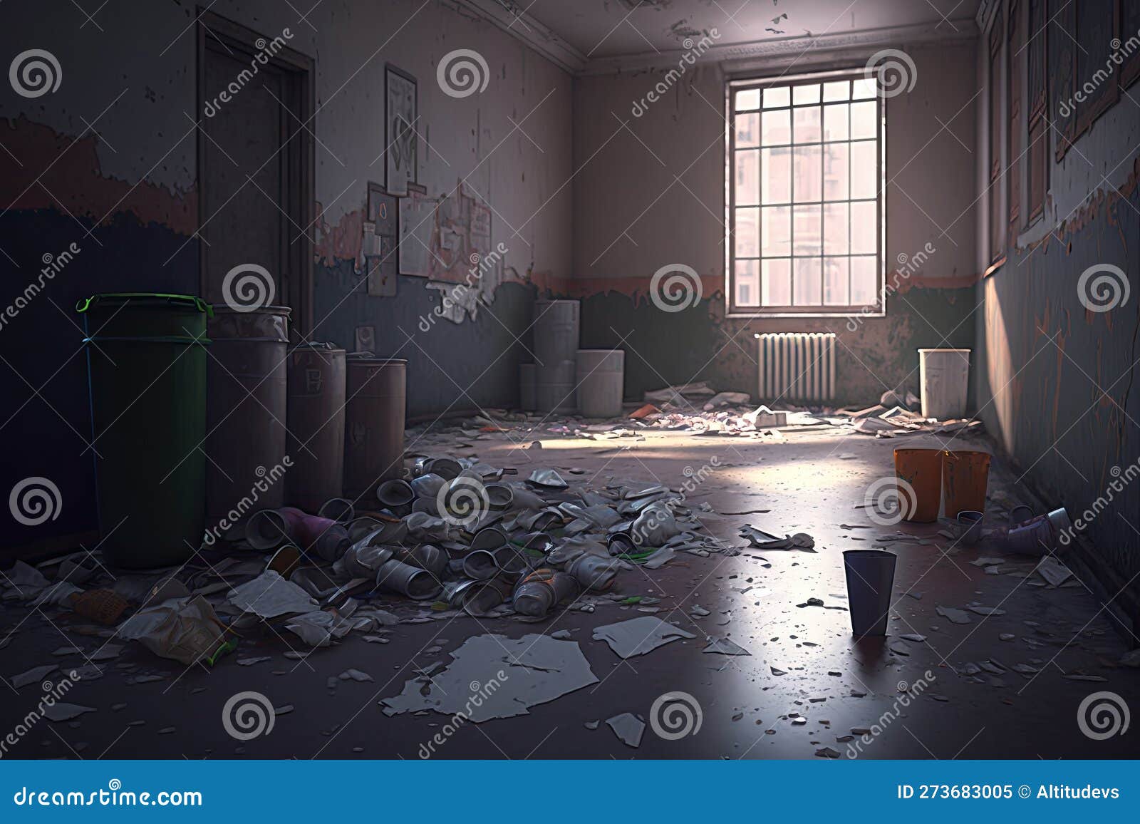 Garbage and Litter in Empty Dirty Room after Party Stock Illustration ...