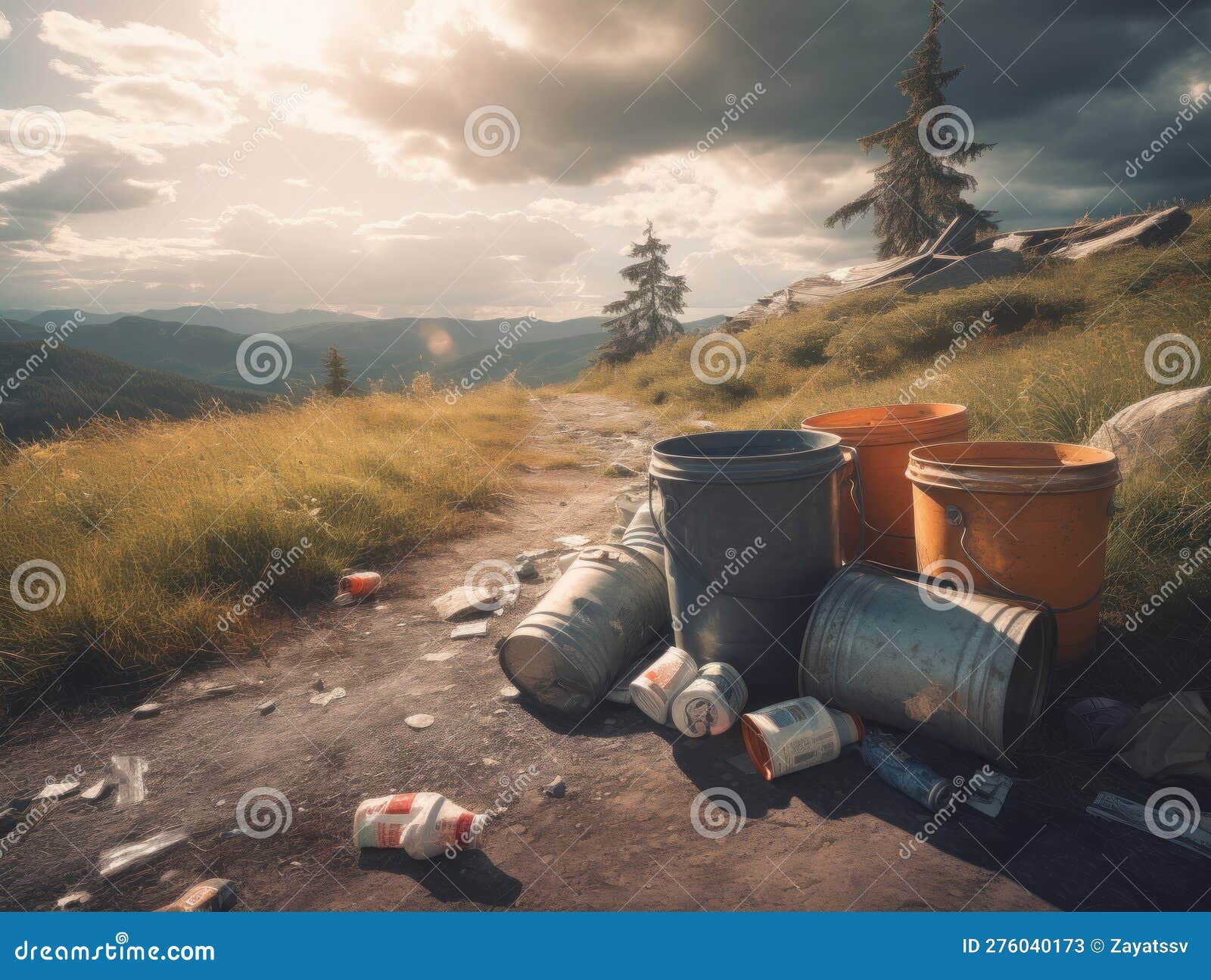 Garbage Lying on the Ground in a Picturesque Place in Nature. AI ...