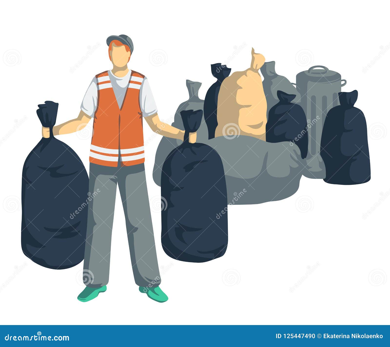 Recycling Concept. Man Sort Garbage Into Containers For Recycling ...