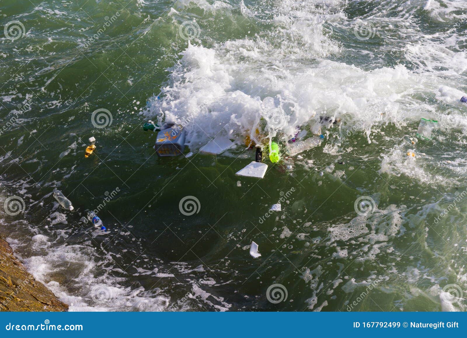 Garbage Many Pieces Floating with Ocean Stock Image - Image of ...