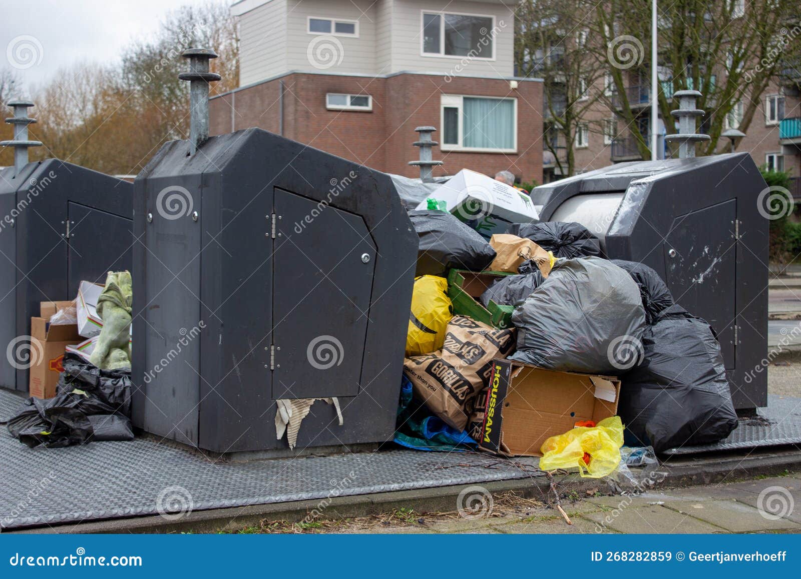 Garbage Men Striking Making the Underground Garbage Cans Overflow ...